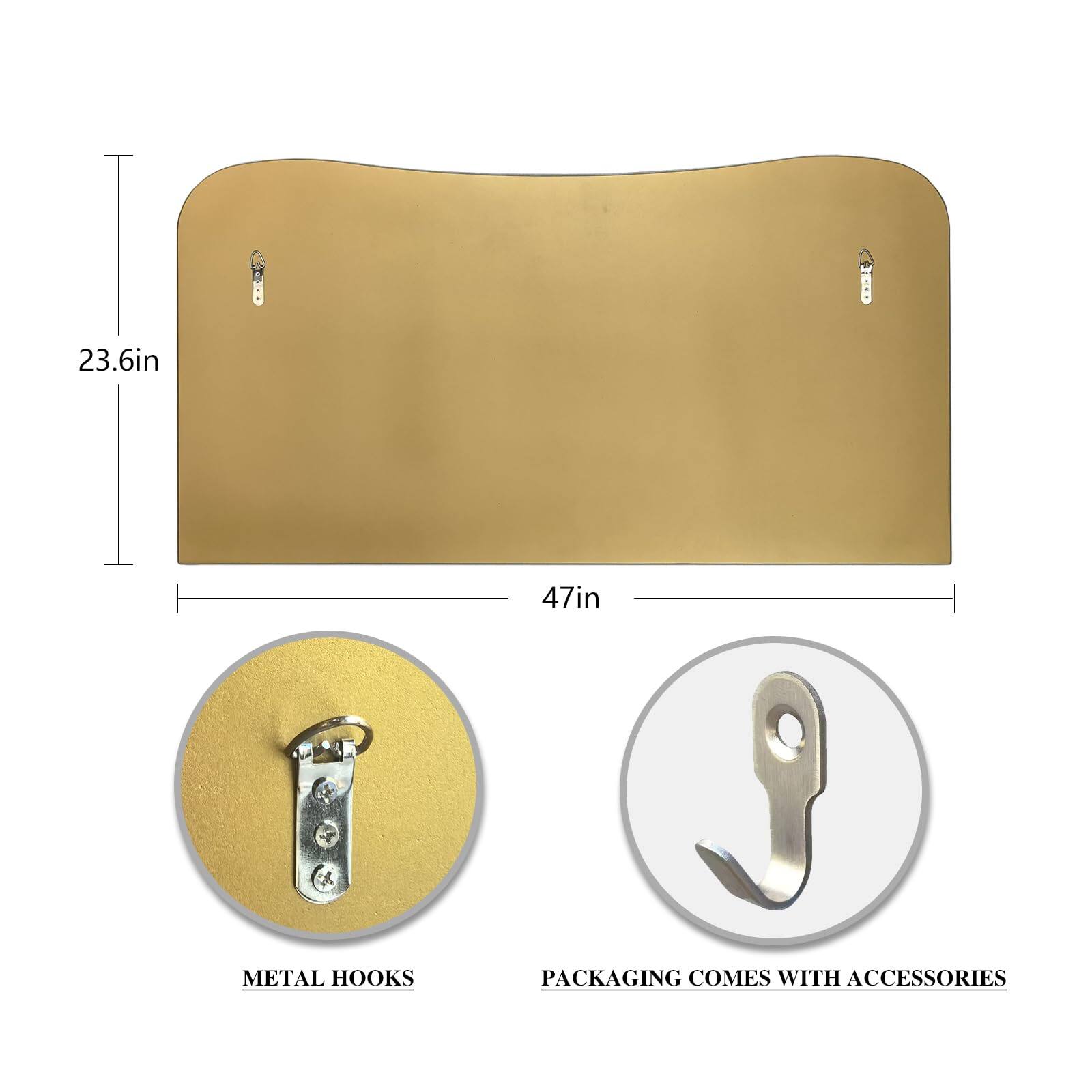 Comfort Essence Rectangular Mirrors 23 6"x47" Irregular Decorative ...