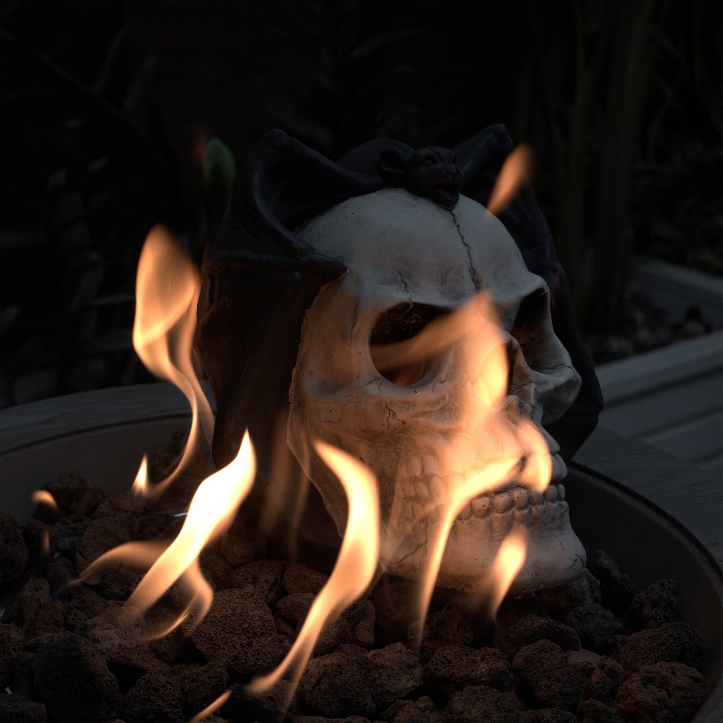 Sofucor Fire Pit Demon Skull Human Skull Gas Log for Indoor or Outdoor ...