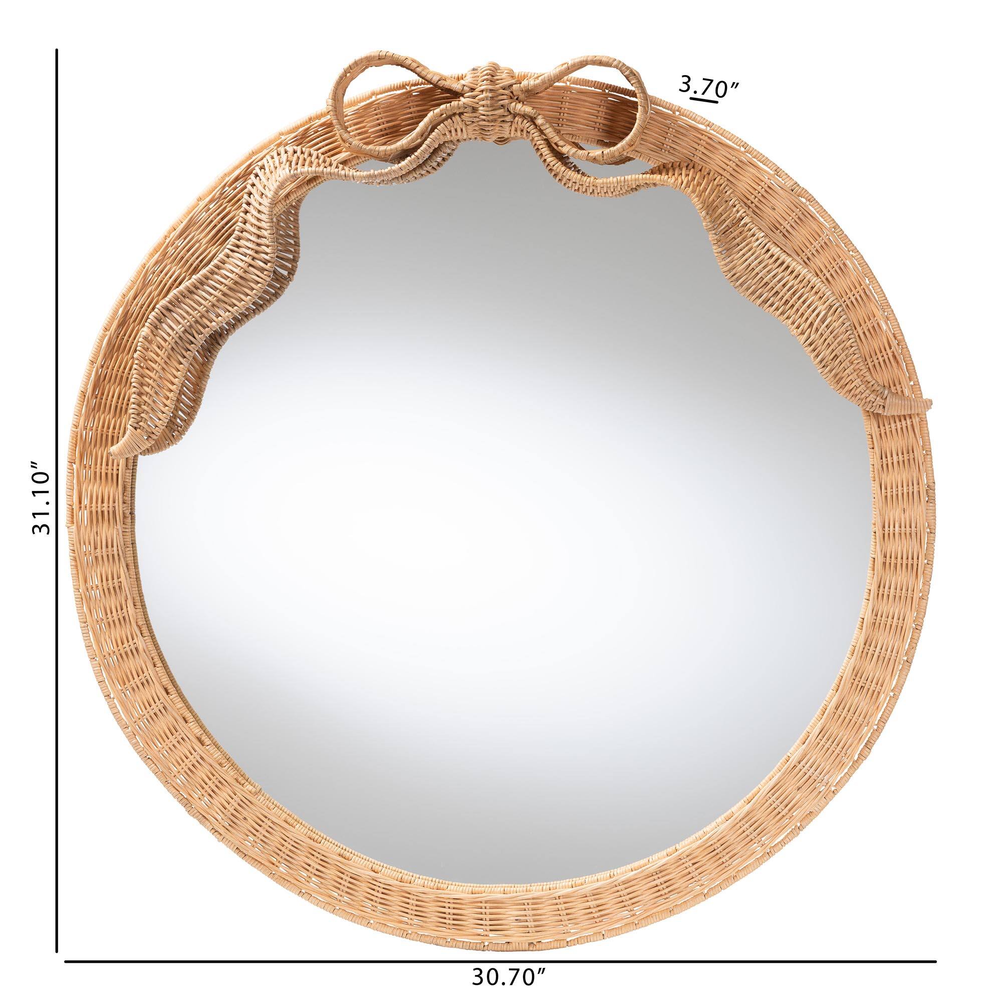 bali & pari Creusa Natural Rattan Round Wall Mirror Handwoven Wicker ...