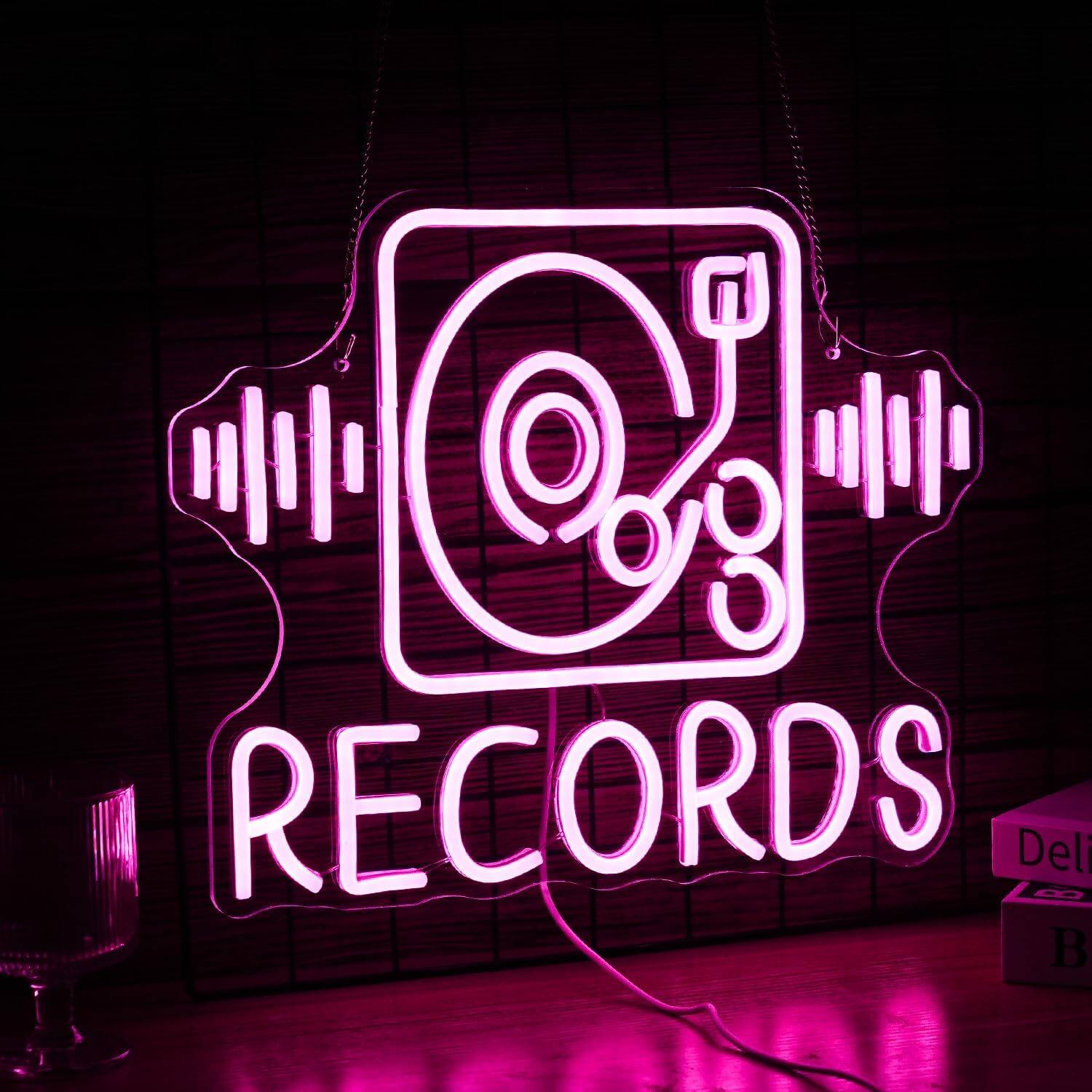 Auledio Records Neon Sign For Wall Decor Jukebox Music Light Up Sign ...