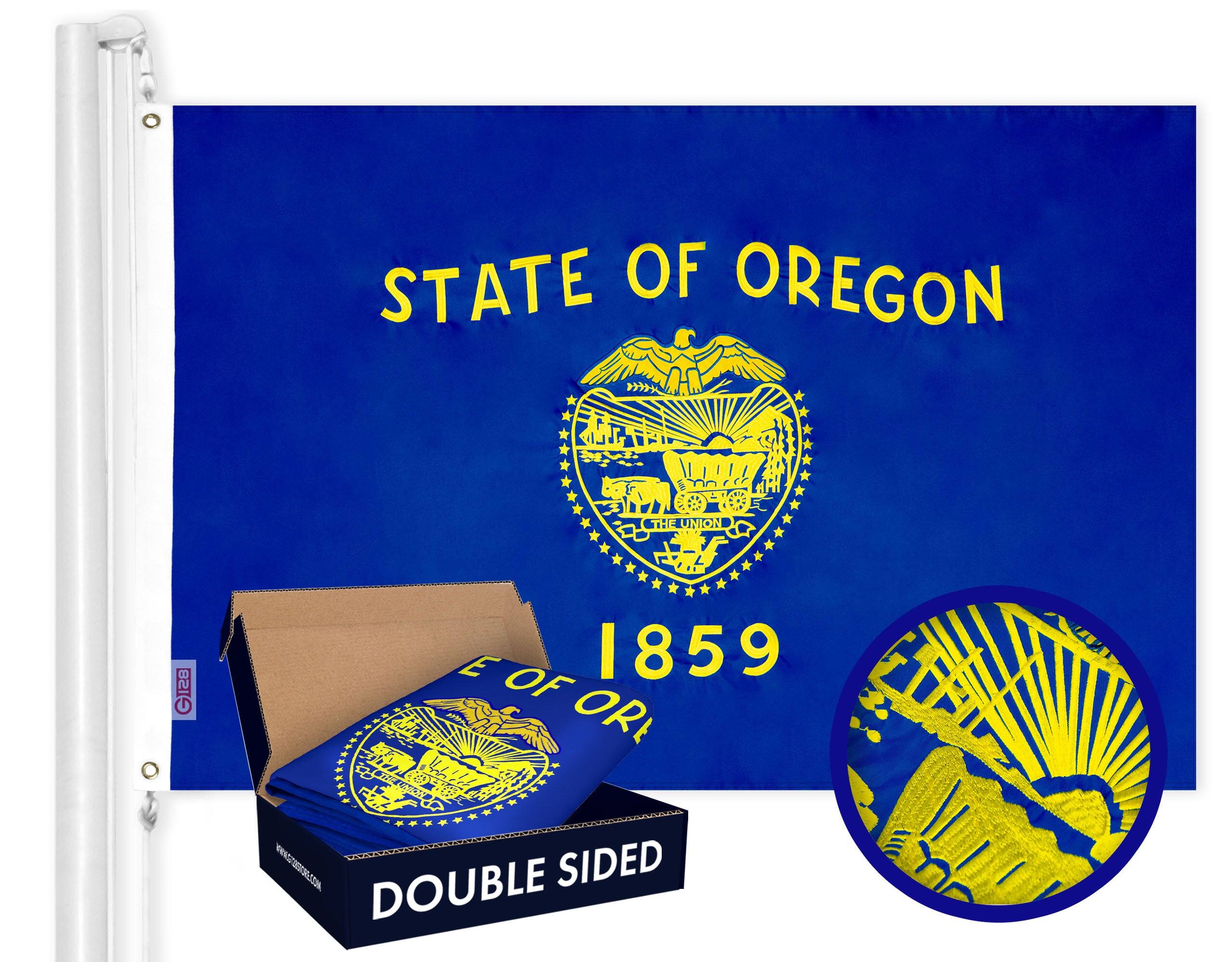 G128 Embroidered Double Sided Oregon State Flag 210D Polyester 3x5 ft 2 ...