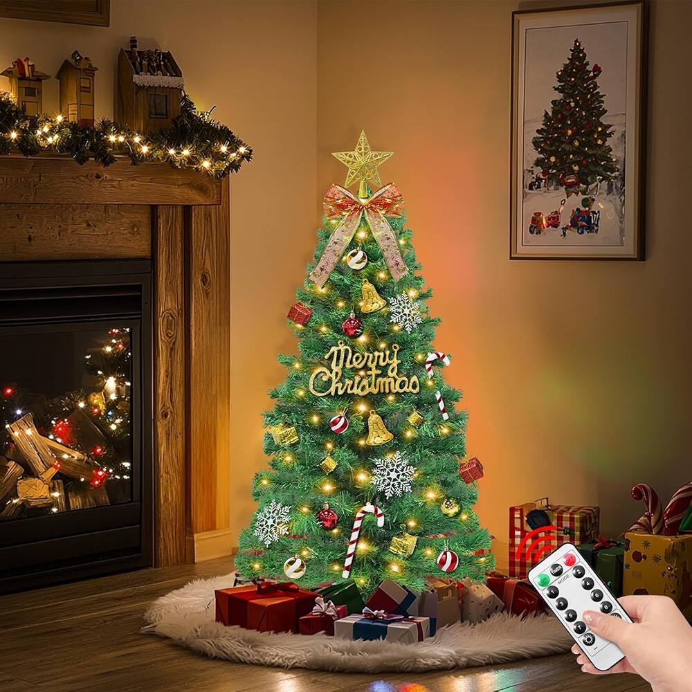RTMB 3FT Tabletop Christmas Tree, Artificial with LED Lights & Remote ...