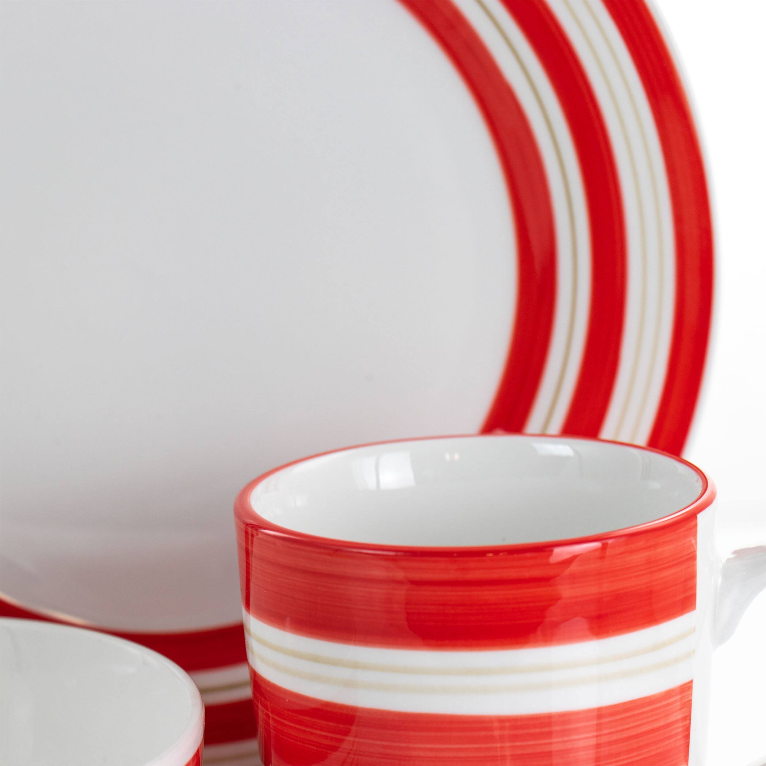 Gibson Home Sunset Stripes 12 Piece Round Fine Ceramic Dinnerware Set ...