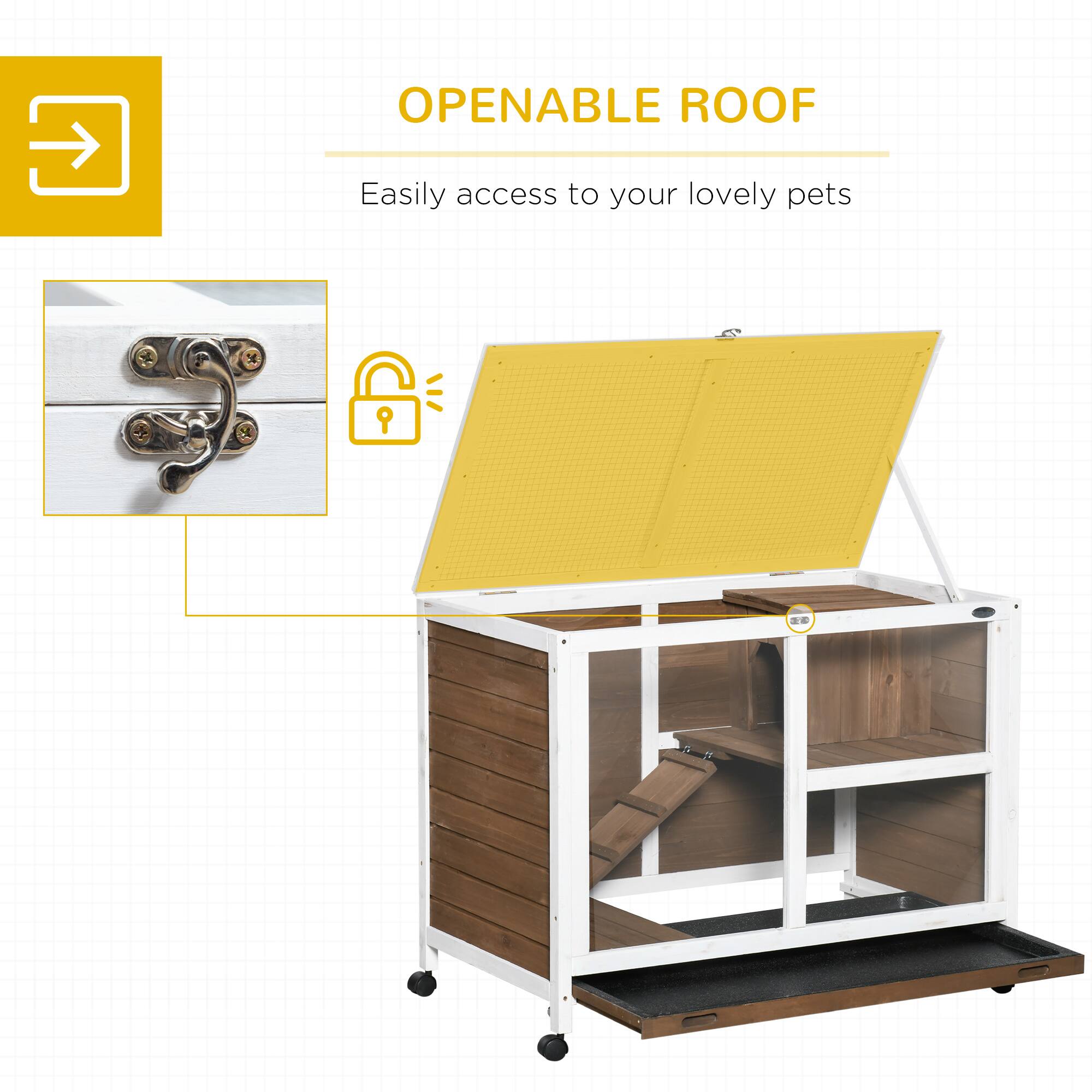 APRILSOUL Indoor Rabbit Hutch with Wheels Desk and Side Table Sized ...