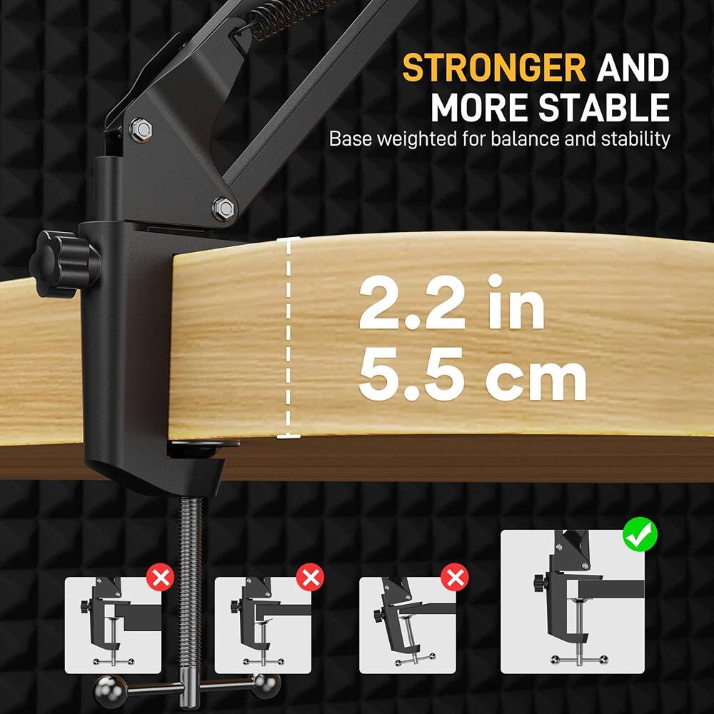 PARKER SLATER Boom Arm Microphone Stand: Adjustable Metal Suspension ...