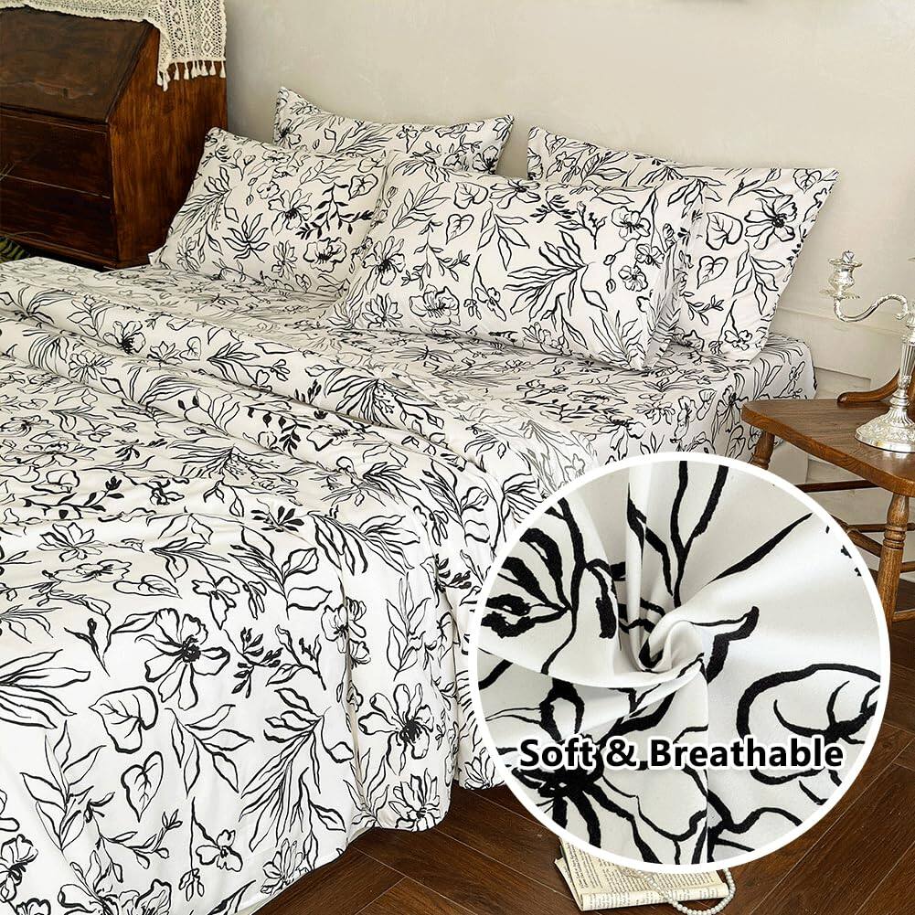 Dapper Styles Boho Floral Sheets 3 pieces And Coquette Cottagecore Leaf Flower Sheet Set Soft ...