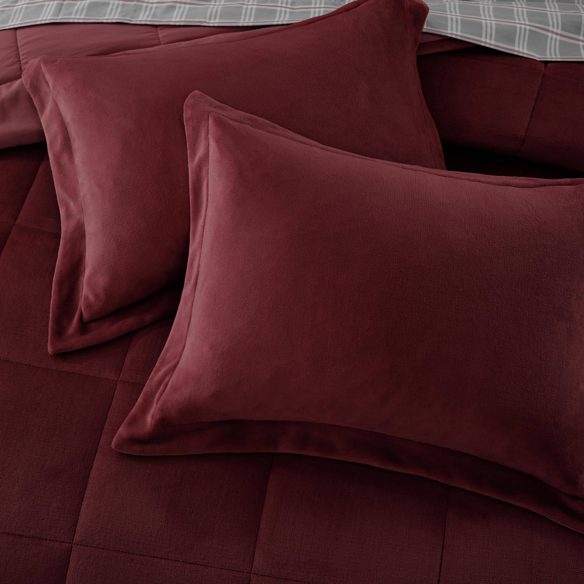 Paradigms Interiors Plush Comforter Set Light Burgundy Flannel Sets 7 ...
