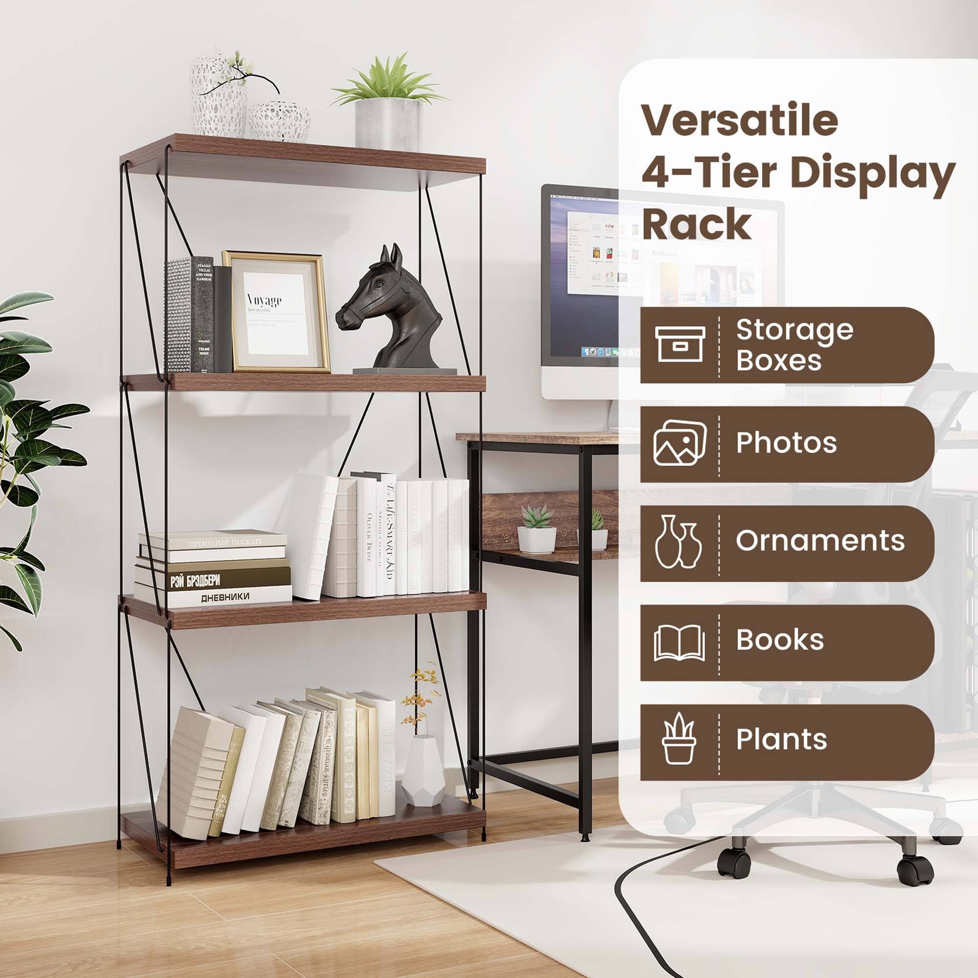 Costway 2 PCS 4 Tier Multipurpose Display Rack Freestanding Bookcase ...