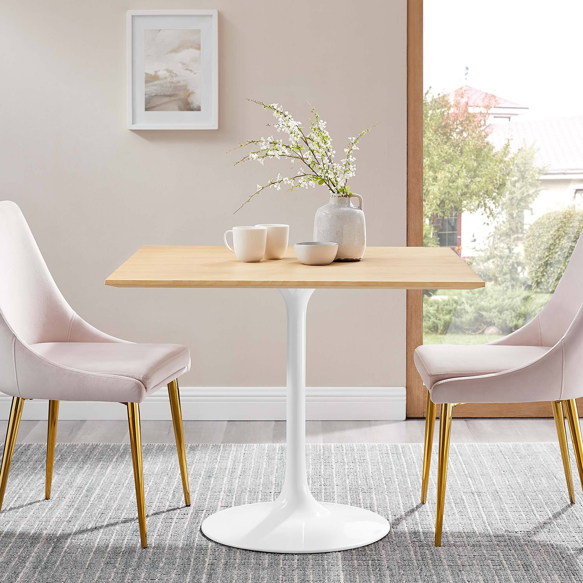 Modway Lippa Square Wood Dining Table White Natural EEI-5166-WHI-NAT ...