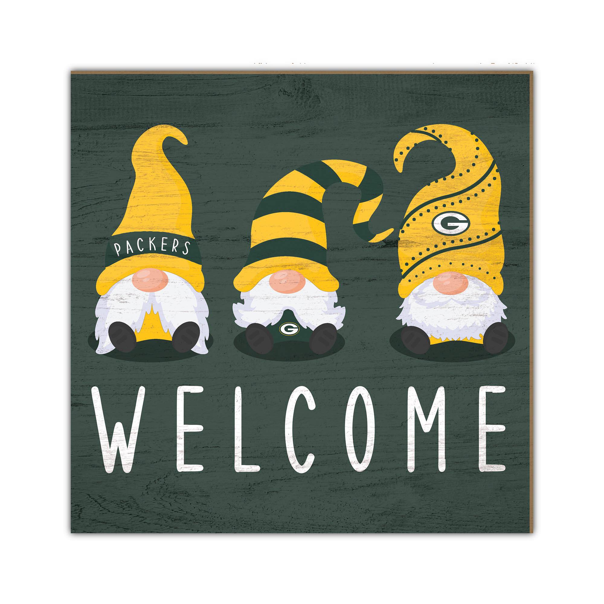 Fan Creations Green Bay Packers 10'' x 10'' Welcome Gnomes Sign ...