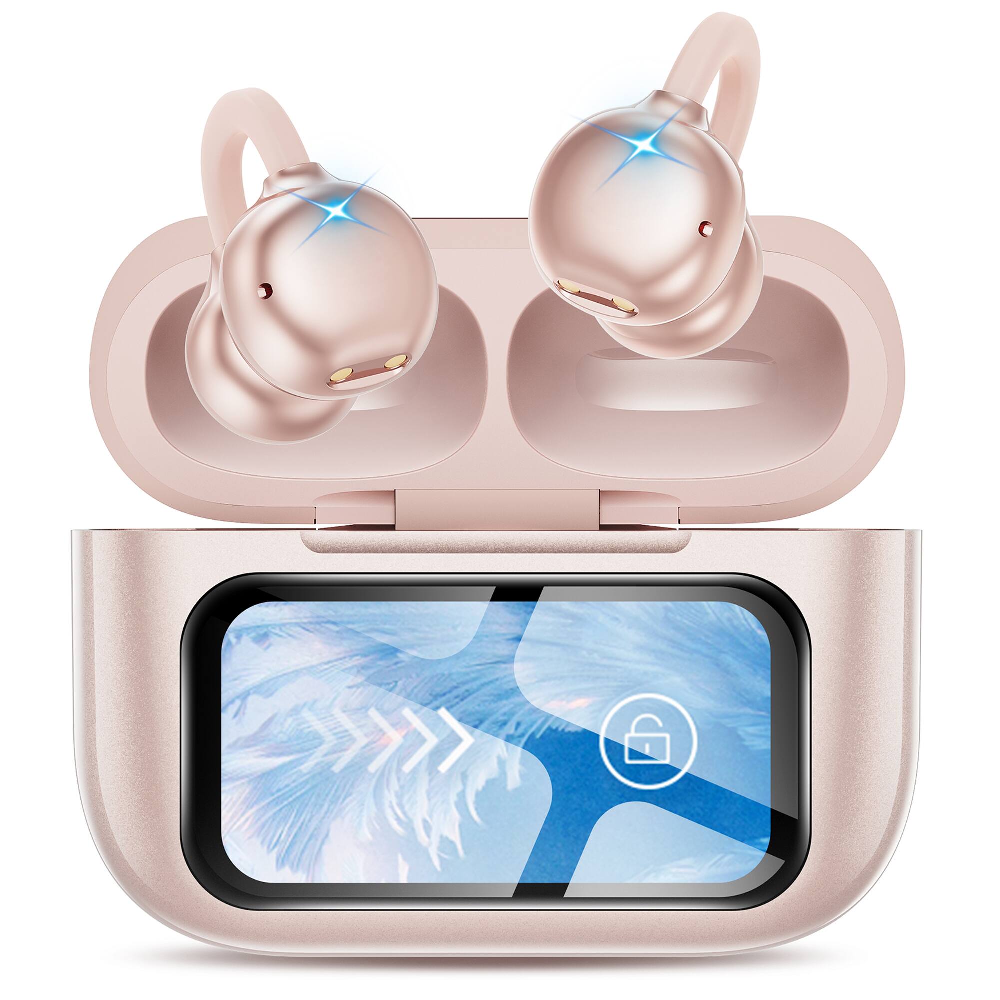 Trigiz Open Ear Wireless Clip On Earbuds with Touch Screen, 60H ...