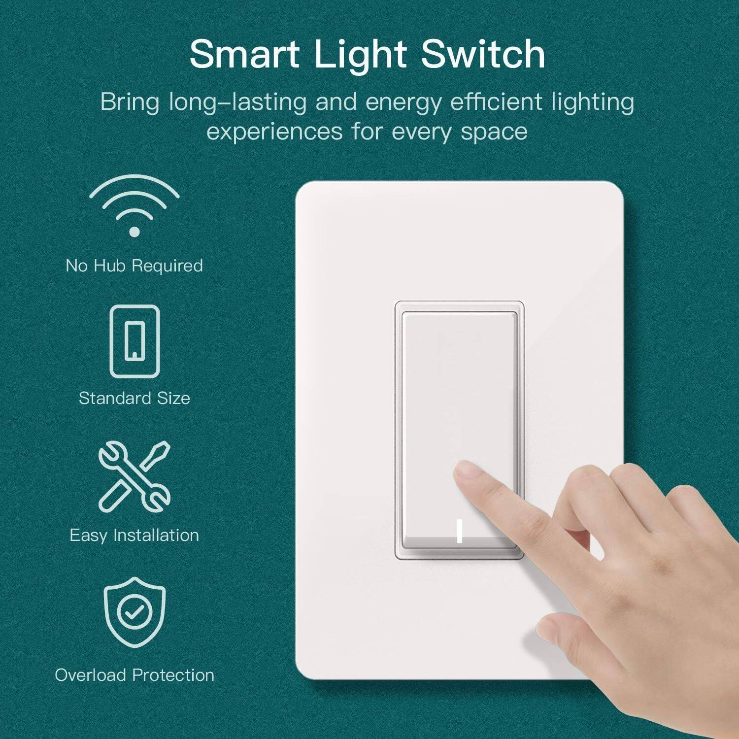 ACJPR Smart Light Switch, Alexa/Google Home Compatible, 2.4GHz WiFi, 4 ...