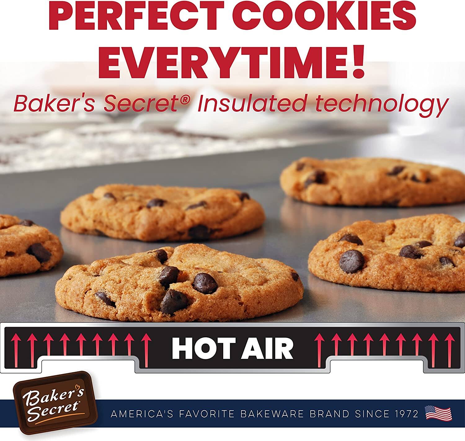 Baker's Secret Insulated Cookie Sheet Non stick 16.5"x14.4" Essentials ...