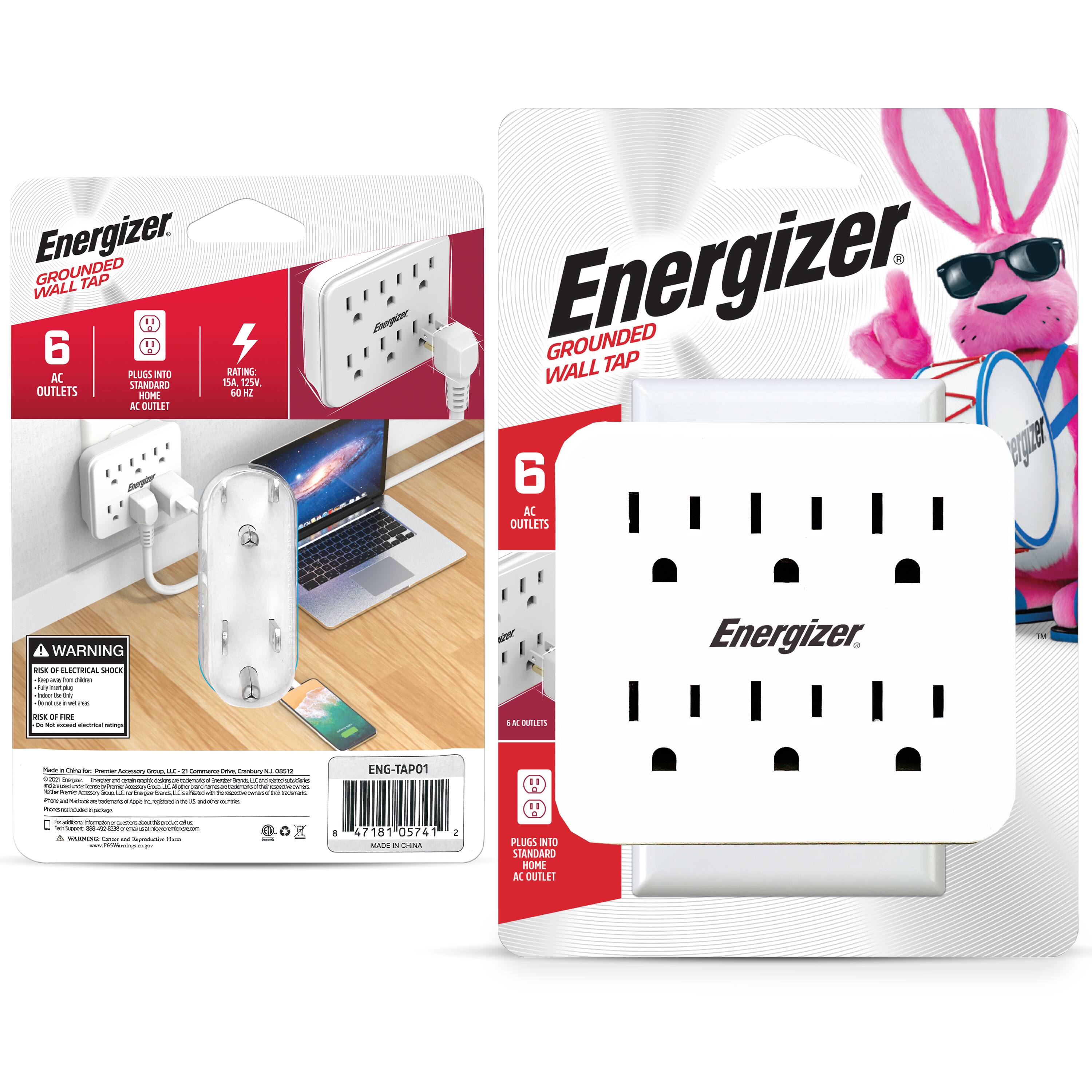 Energizer 6 Device Multi Plug Wall Outlet Extender – Power Strip ...
