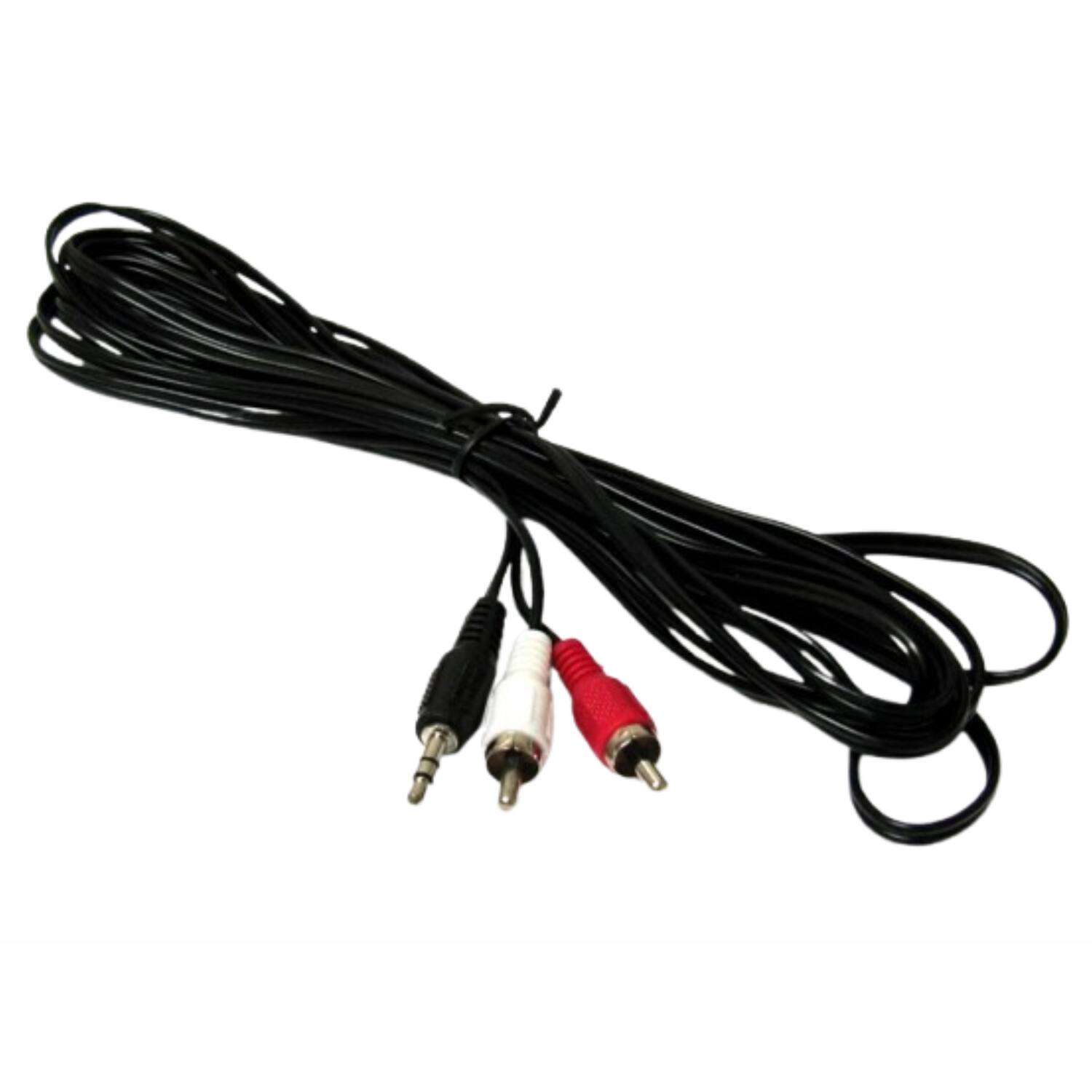Stock Preferred 12FT 3.5mm Male to 2 RCA Male Stereo Audio Cable Black ...