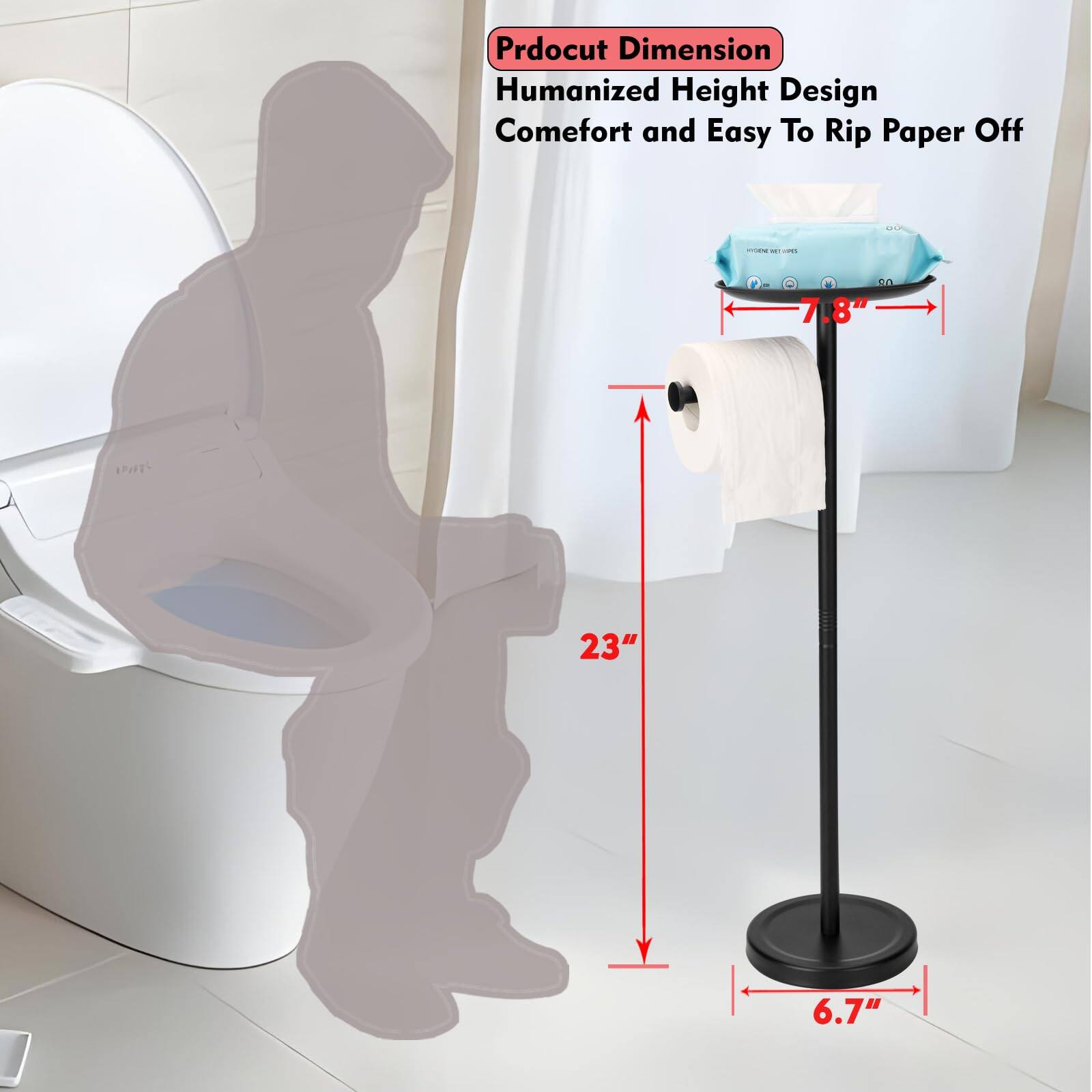 Dazzed Corner Toilet Paper Holder Stand with Shelf, Heavy Base Black ...
