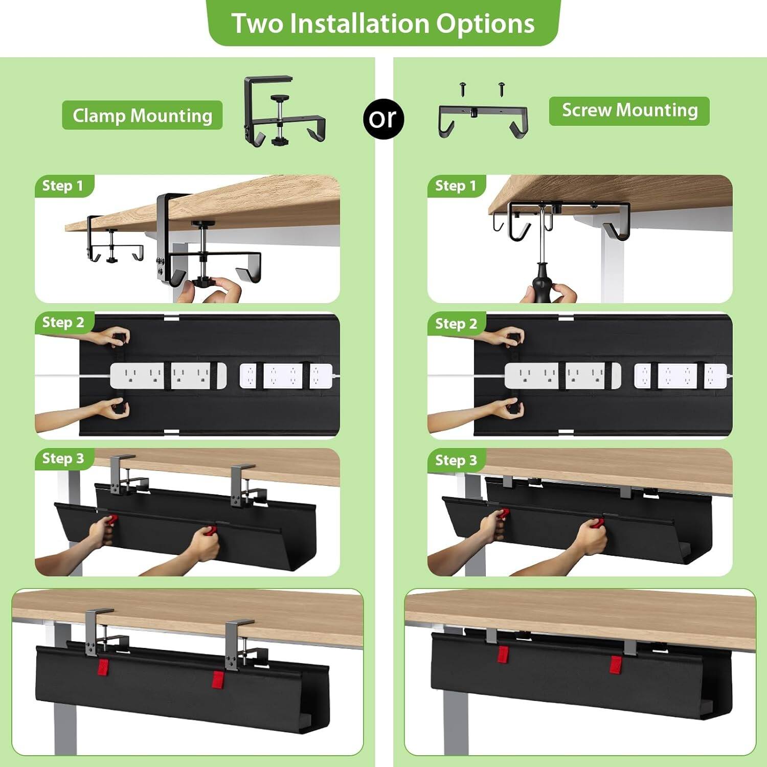 PARKER SLATER No Drill 28" Under Desk Cable Management Tray – Clamp ...