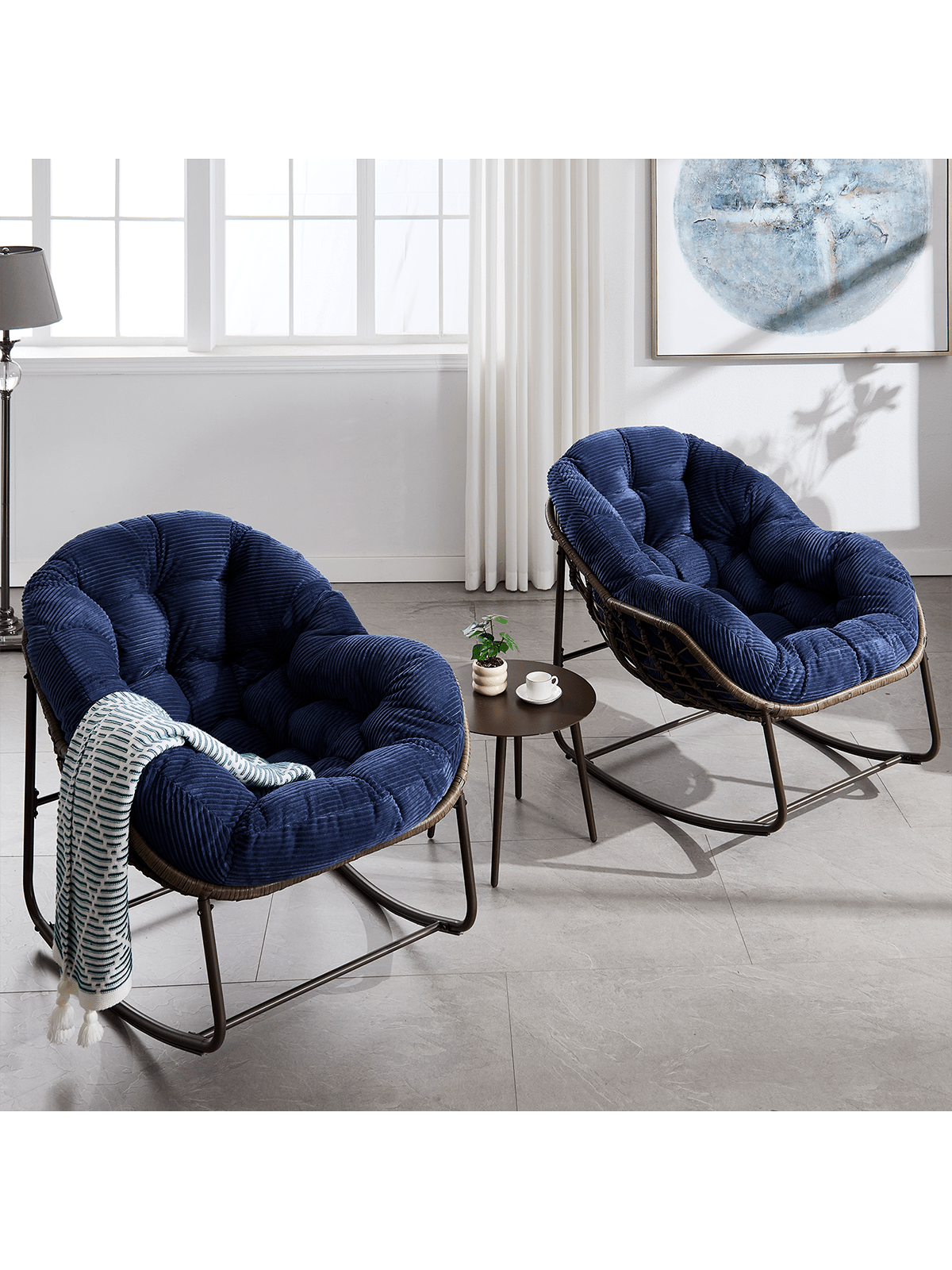 Trinkets Crazed Outdoor Indoor Rocking Chair Set Of 2, Oversized Patio ...