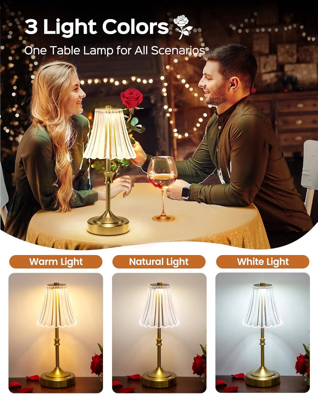 Stamp n Camp JACKYLED Vintage Cordless Table Lamp Acrylic Crystal ...