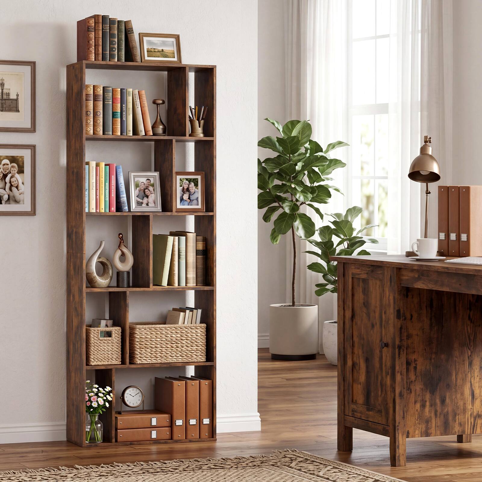 Costway 2 PCS 5 Tier Bookshelf with Open Back, Display Storage Shelf ...