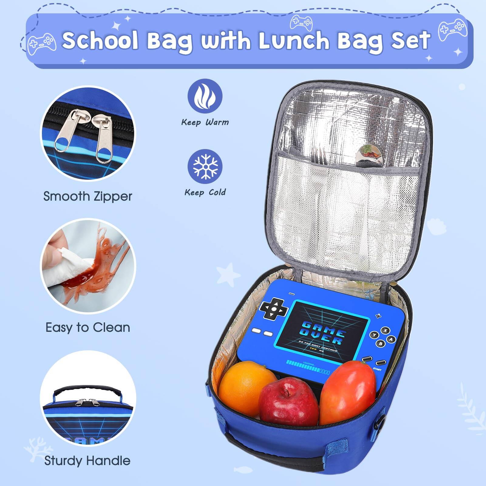 Live At Space Game Luminous Backpack Bento Box With Insulated Lunch Bag ...