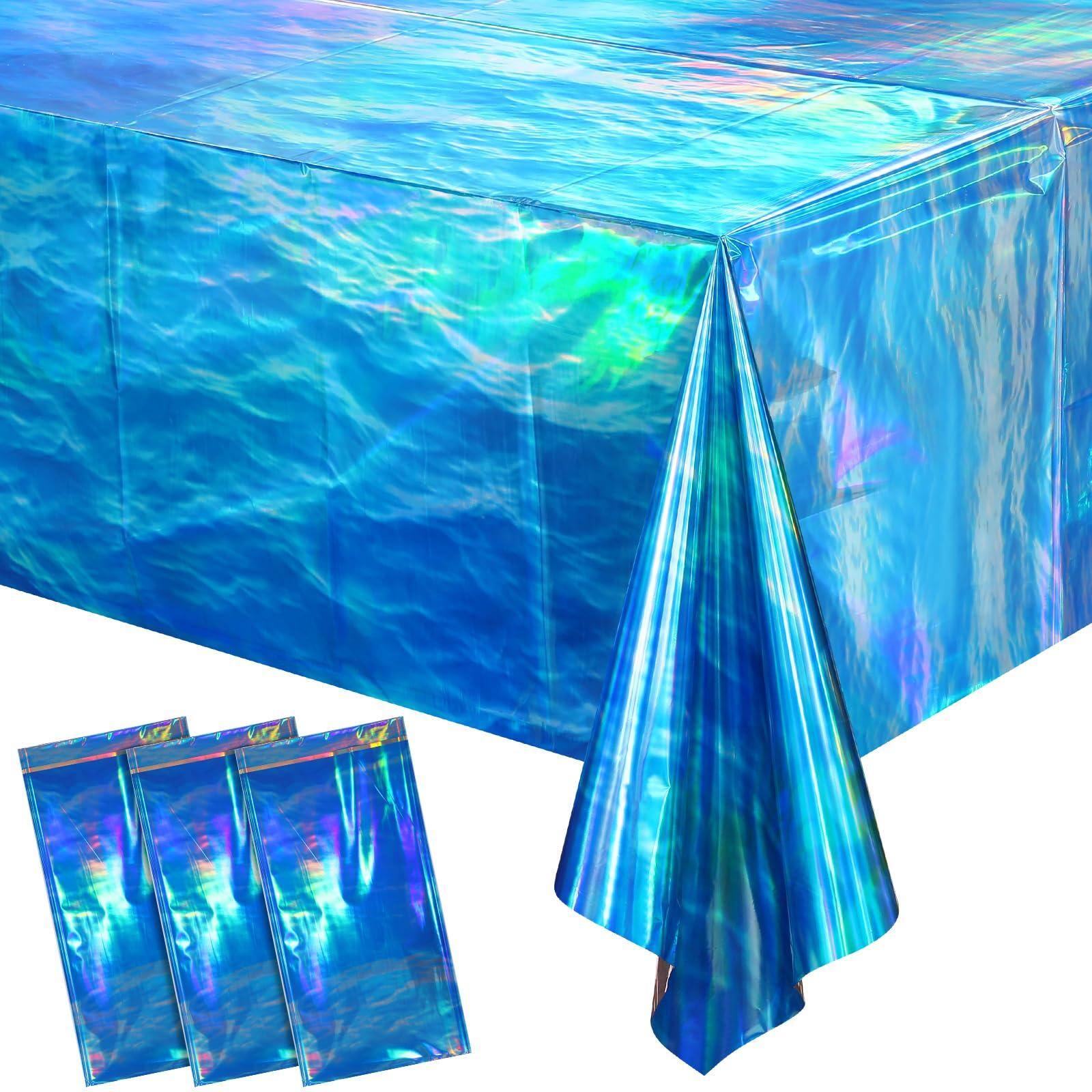 Dapper Styles 3 Iridescent Waves Tablecloths Disposable Plastic Table ...