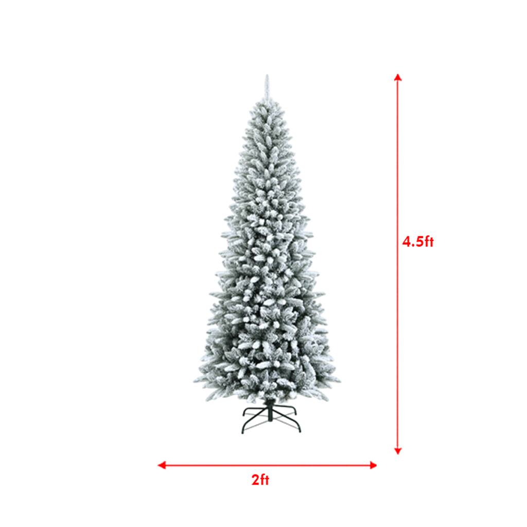 BreeBe Artificial Flocked Pencil Tree 4.5FT/7.5FT with Dense Mixed Tips ...