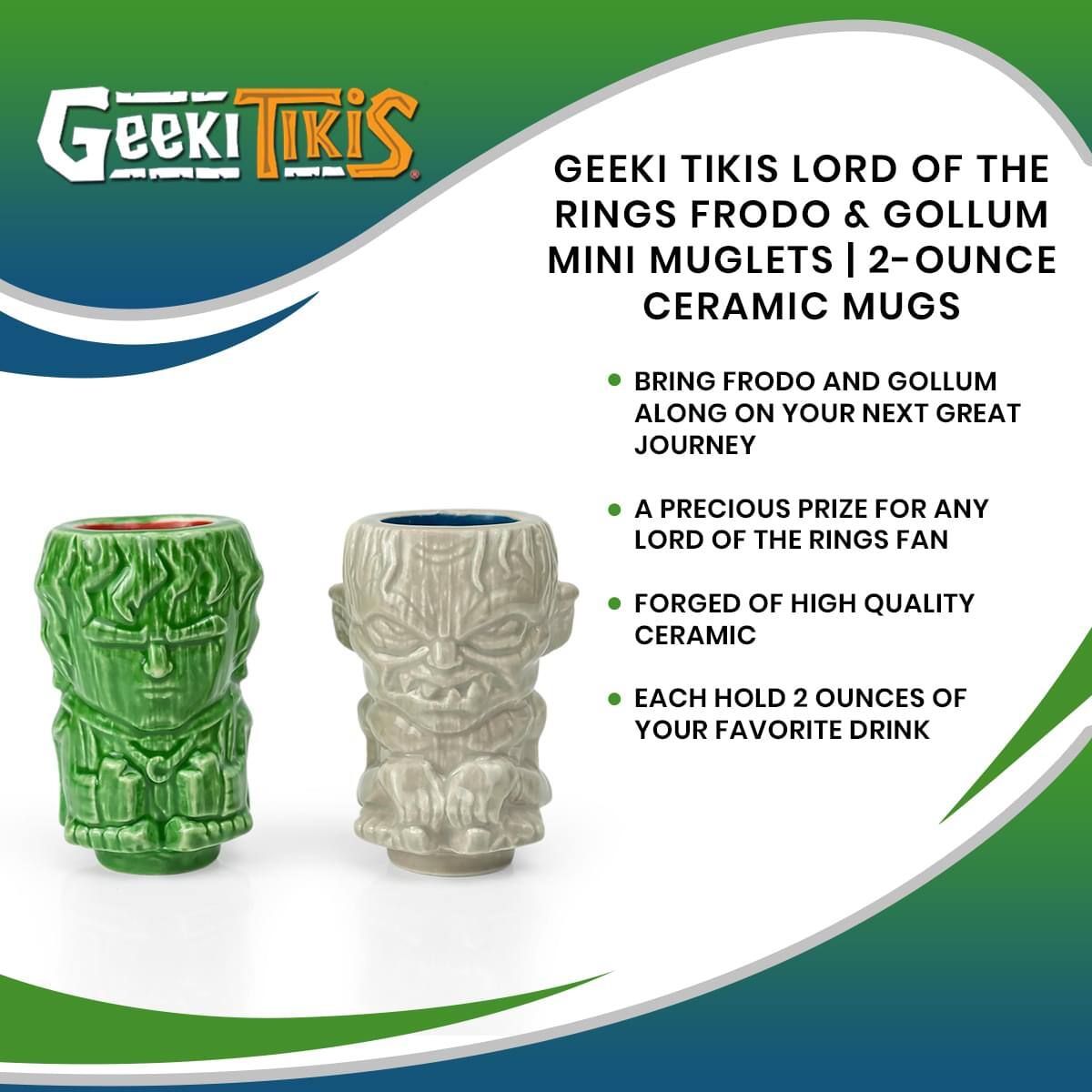 ThinkGeek Geeki Tikis Lord Of The Rings Frodo & Gollum Mini Muglets | 2 ...