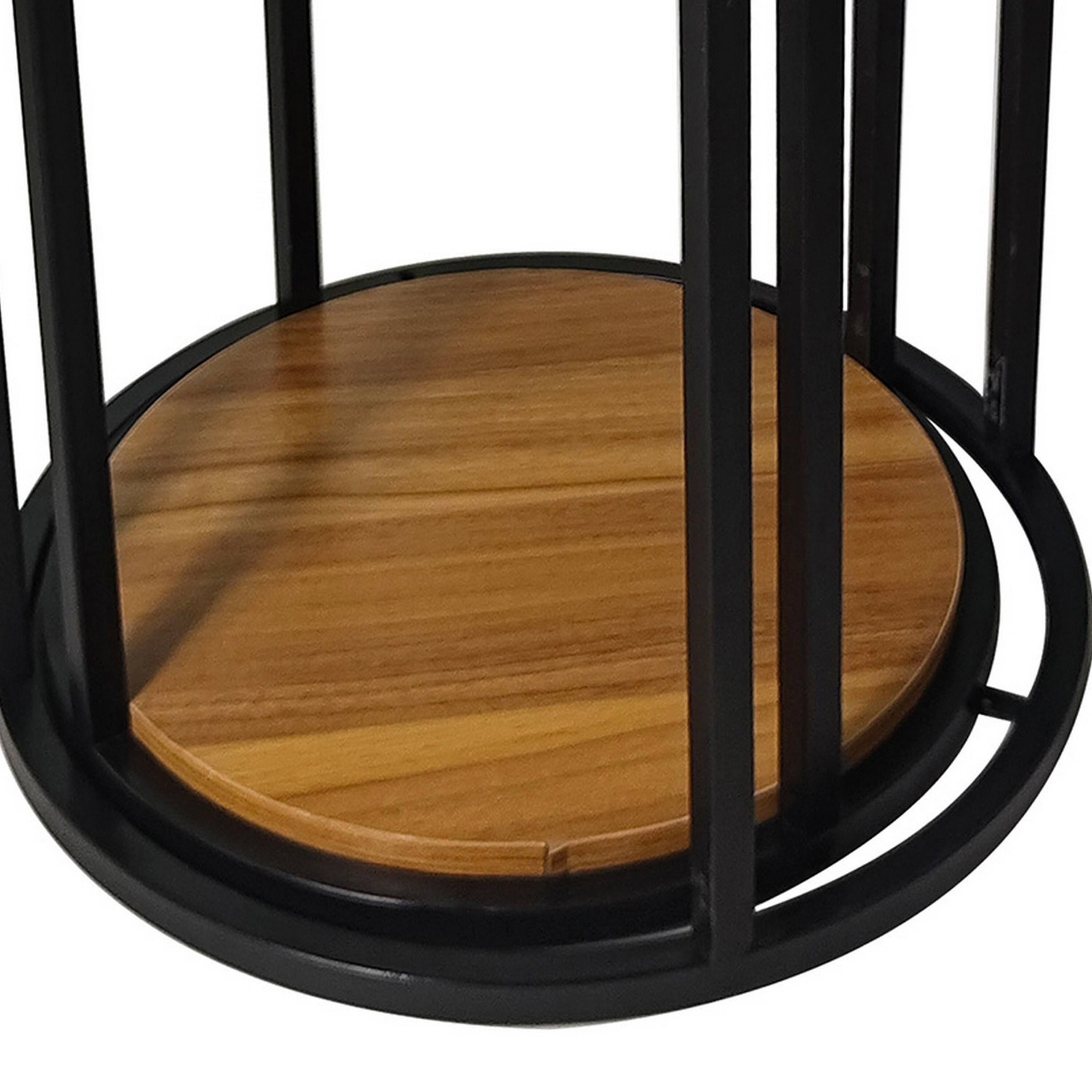 Manhattan Lane Molly Nesting Table Set of 2, Round Brown Solid Wood Top ...