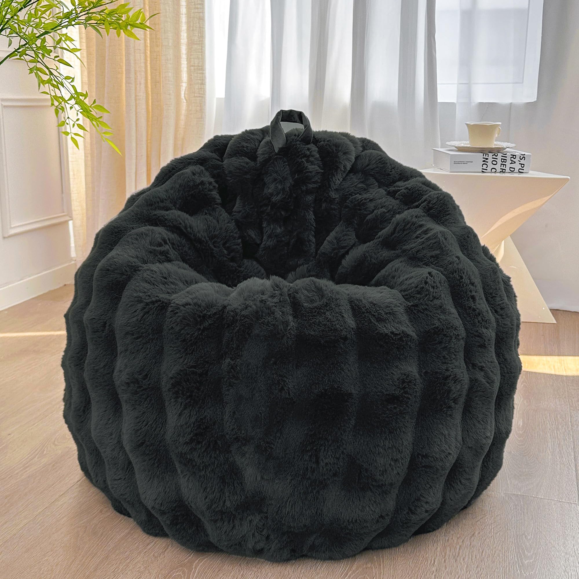JETRANSPORT Fluffy Faux Rabbit Bean Bag Cover (no Filler) Big Luxury ...