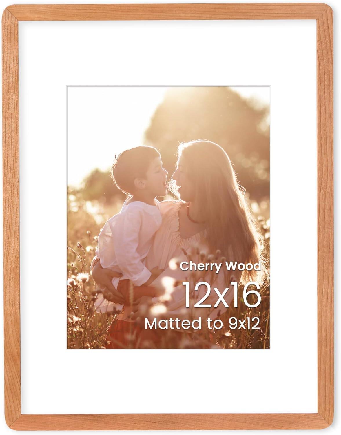 blue 16x24 Picture Frame, Solid Walnut Wood Photo Frame with Mat for ...