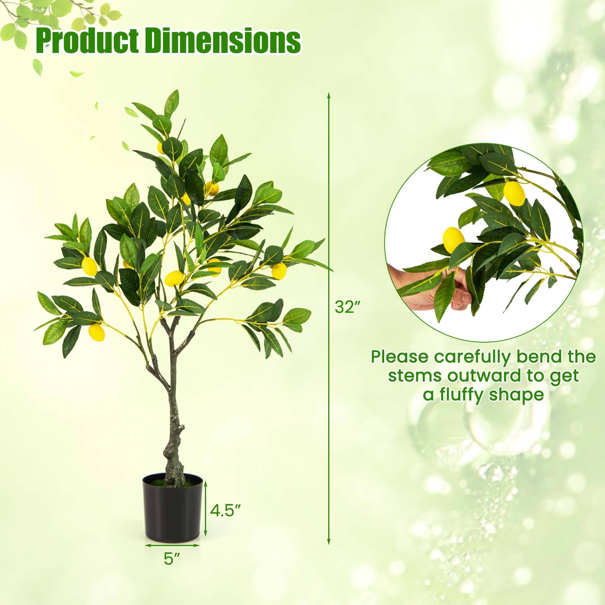 Costway 2 PCS 2.6 FT Tall Artificial Lemon Tree with Lemon Fruits ...
