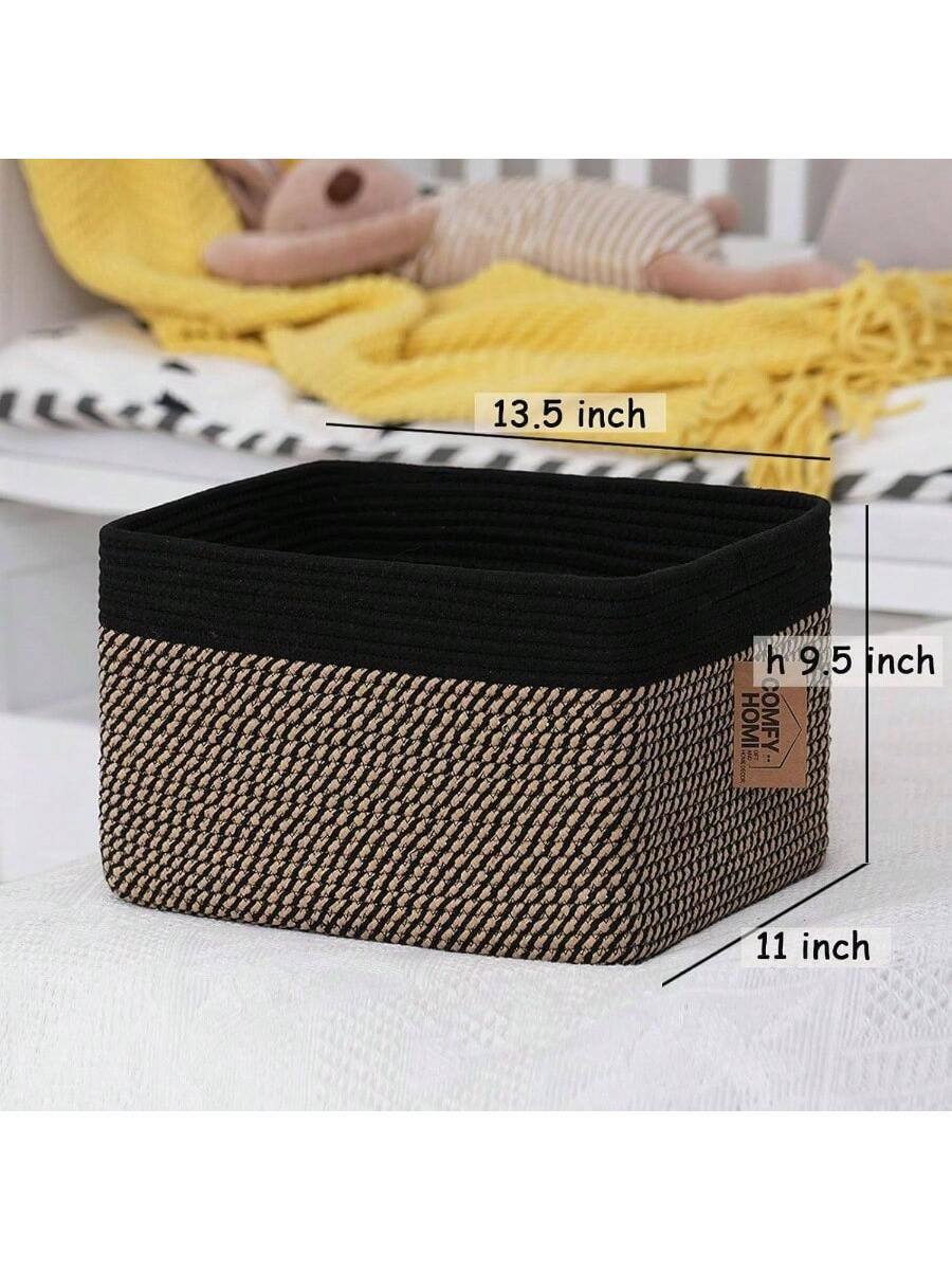 Live At Space 3PACK Cotton Rope Square Basket with Handles ShelvesDog ...