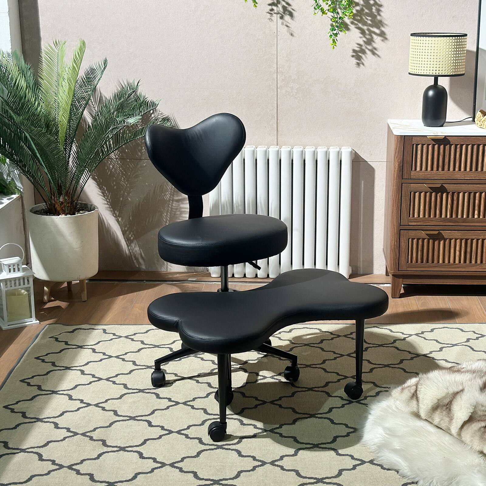 Pinmoco Office Chair Ergonomic Cross Legged Desk Chair with Height Adjustable Wheels Meditation ...