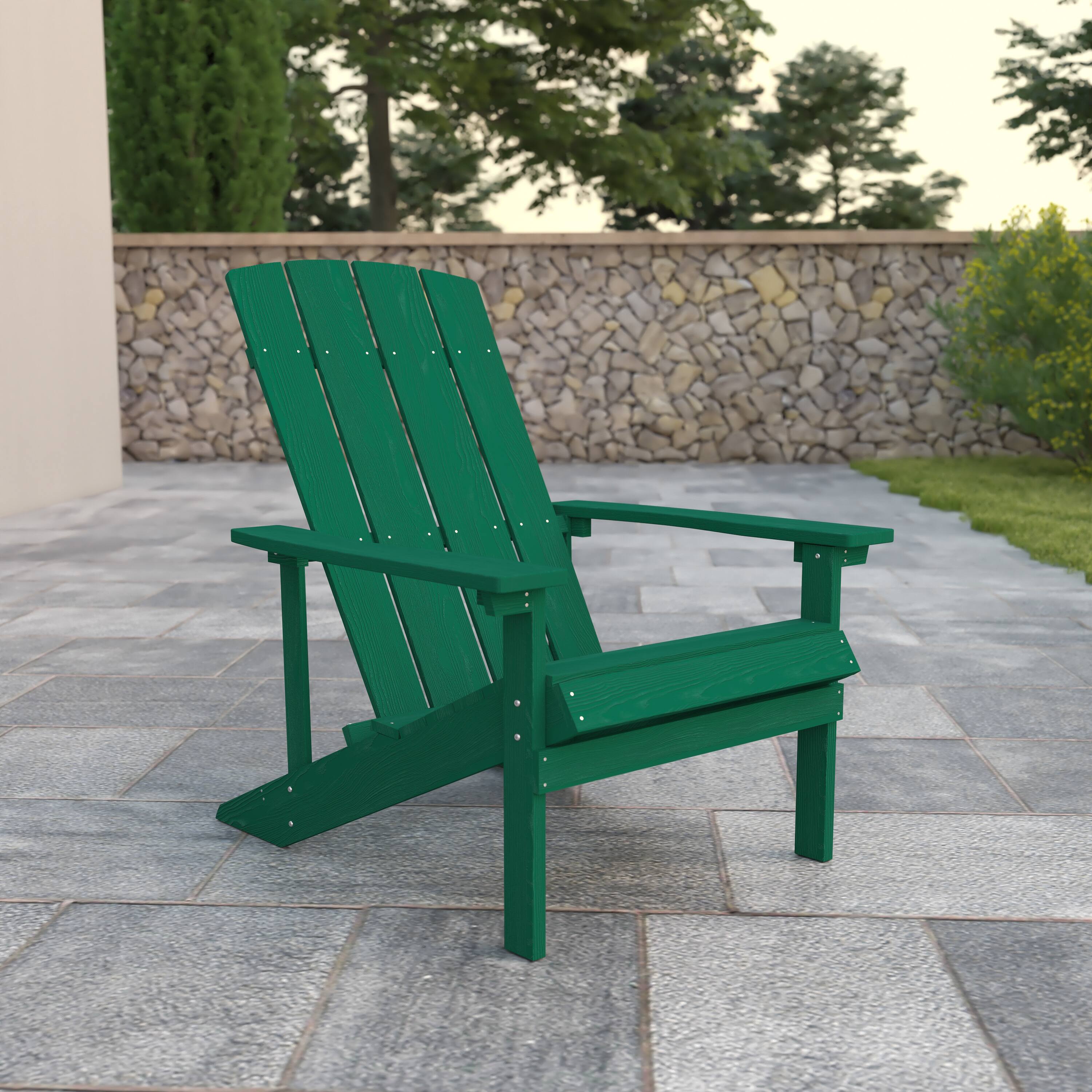 Emma + Oliver All Weather Poly Resin Wood Adirondack Chair Green ...