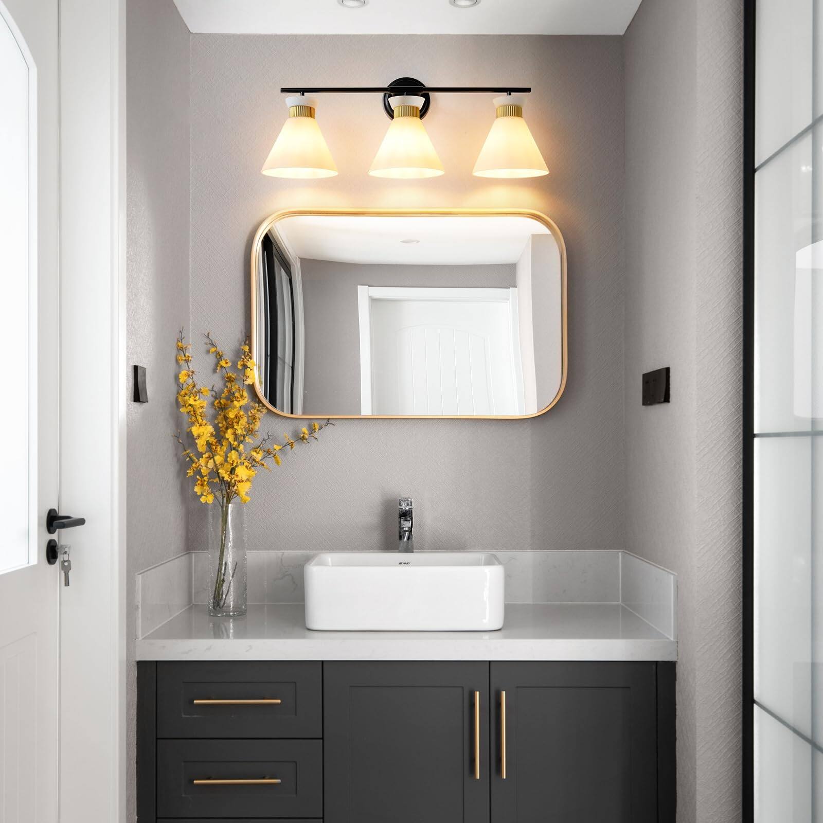 Earthley Blooms Bathroom Vanity Light Fixtures 3 Lights Modern Lighting Fixtures Over Mirror ...