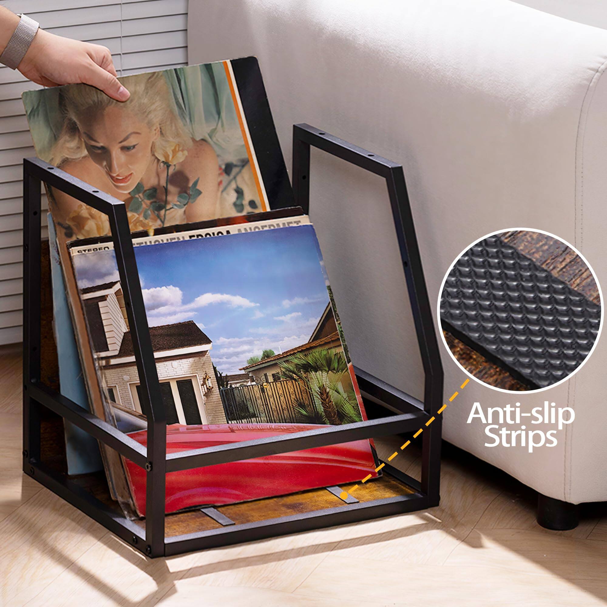 Dapper Styles 2 In 1 Vinyl Record Storage Crate Wood Lp Holder Wall ...