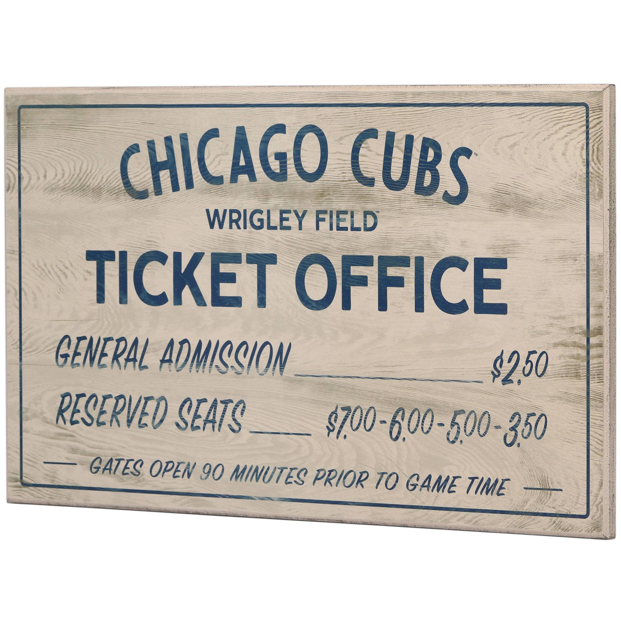 Open Road Brands Chicago Cubs 10" x 17" Ticket Office Wood Sign ...