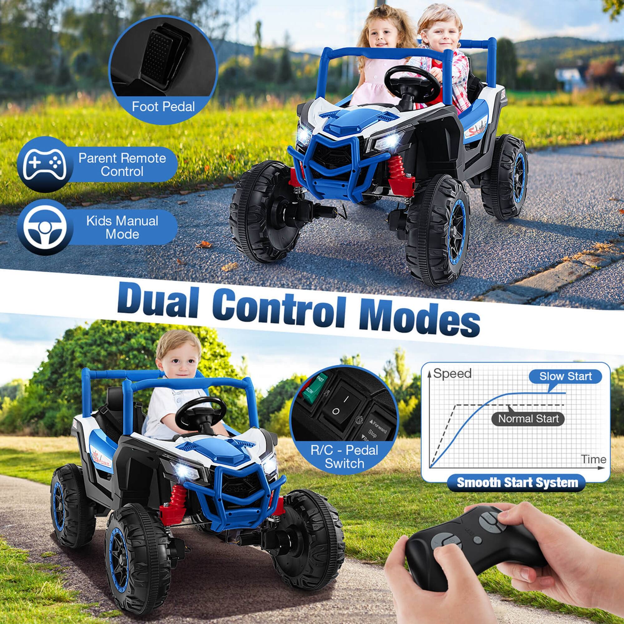 Costway 24V Kids Ride on UTV with 4 x 100W Powerful Engine Remote ...