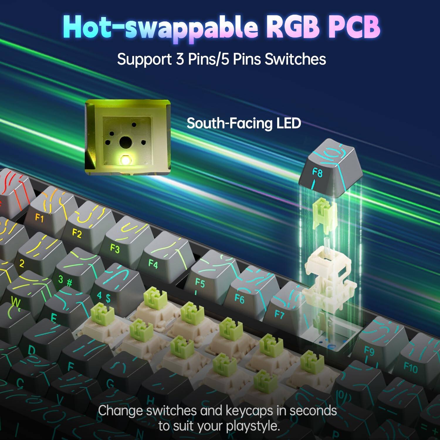 AULA F75 Max, 81 Key, Wireless, Hot Swappable, Mechanical Gaming ...