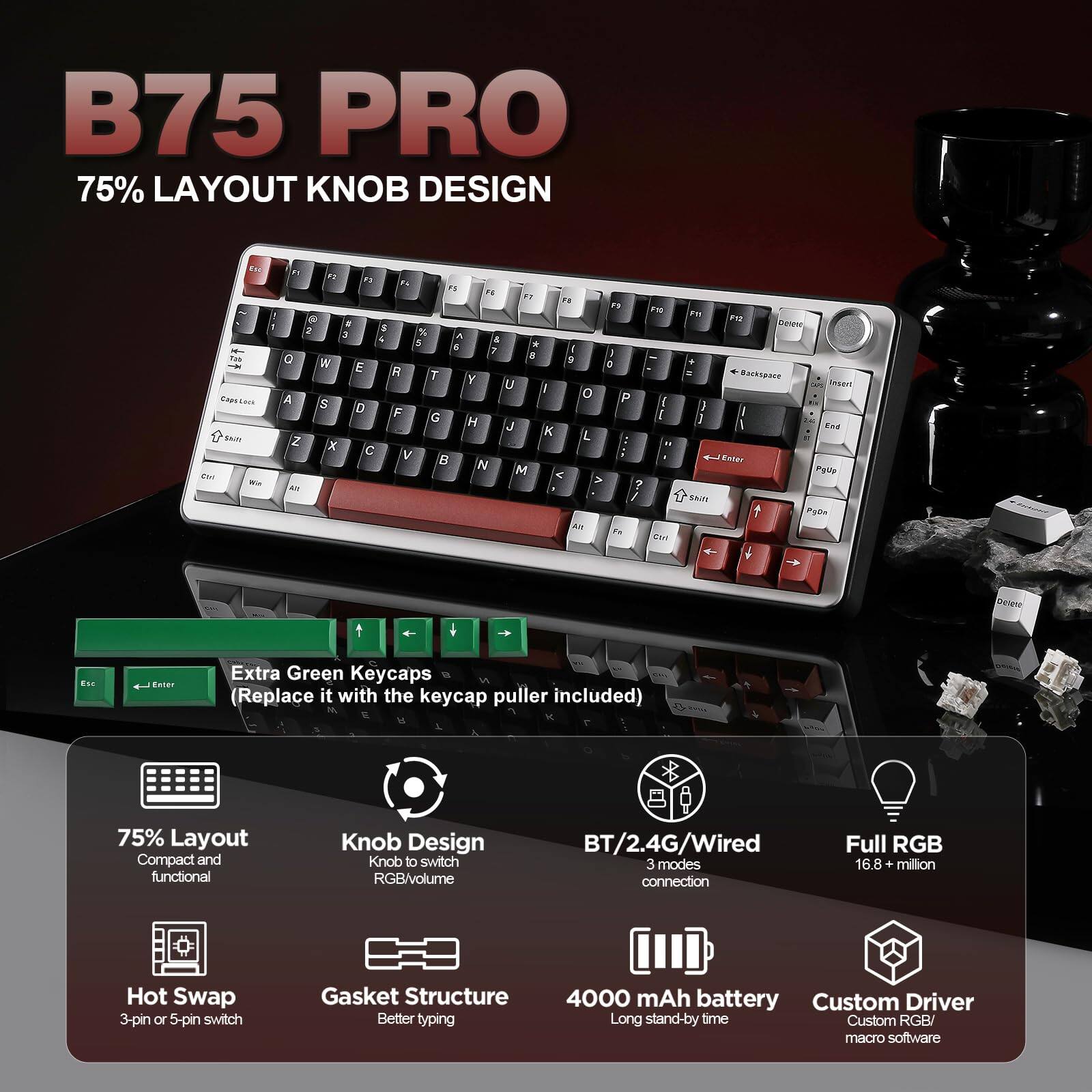 COTTAGE B75 Pro Mechanical 75 Layout With Knob Hot Swap Gasket Custom ...