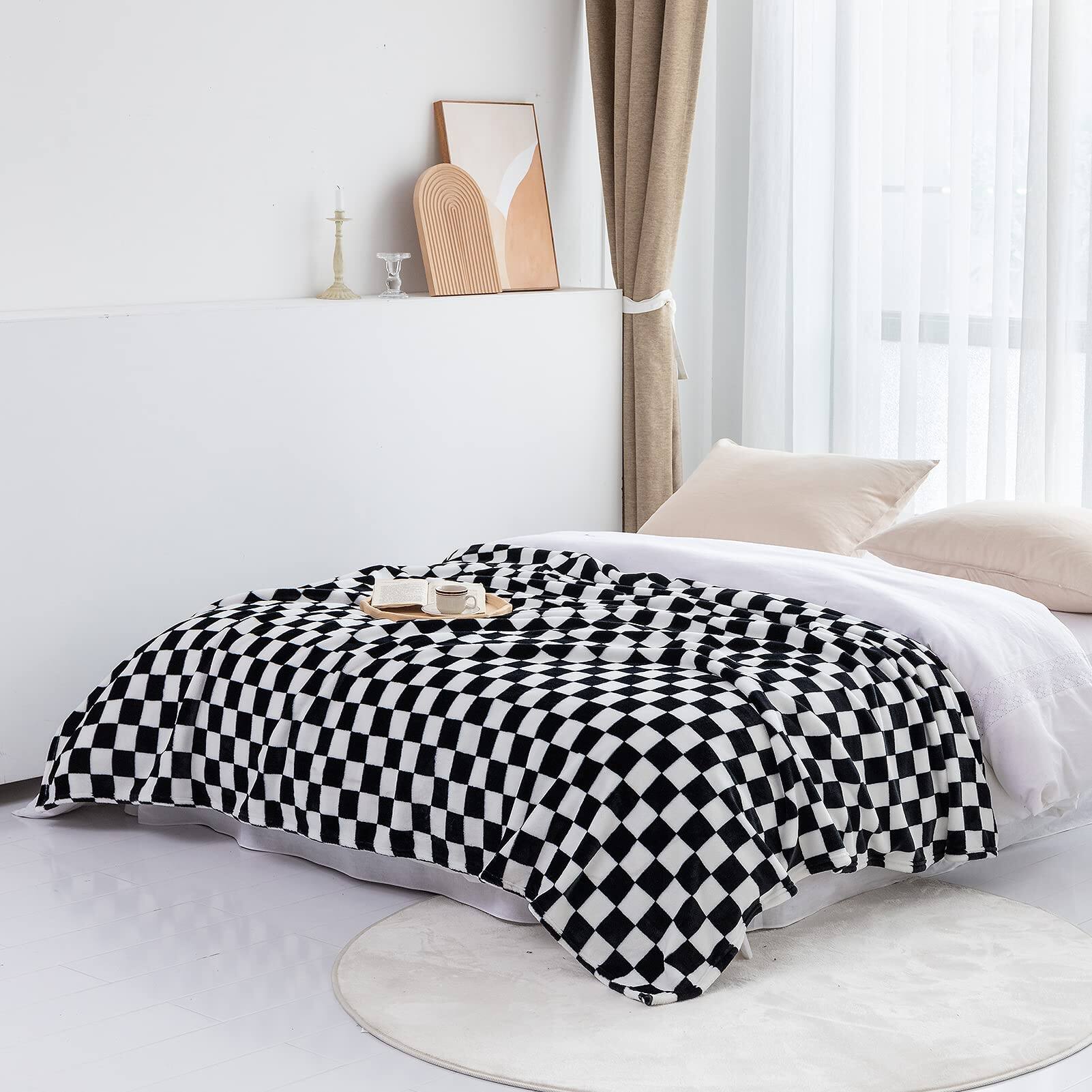 Pacoar Cade Throw Blankets Flannel Blanket With Checkerboard Grid ...