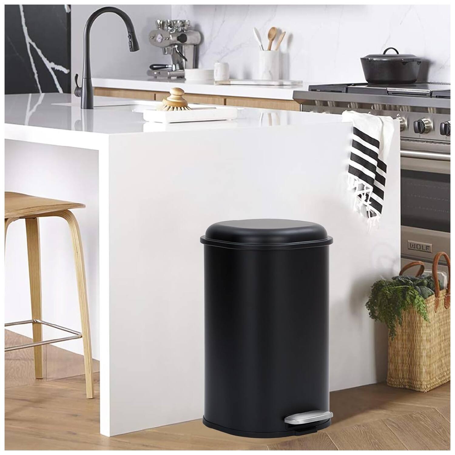 GARVEE 8 gal Step Open Trash Can with Soft Close Lid, Modern ...