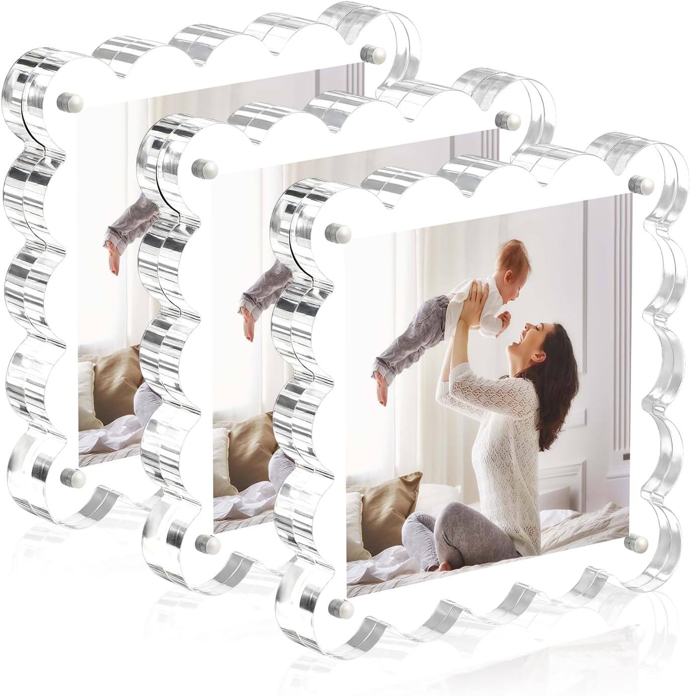 blue Clear Picture Frames 3Pack Acrylic Magnetic Photo Frame 4×4 Inch ...