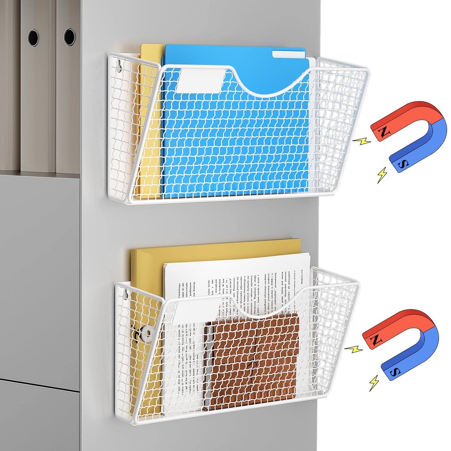 Dapper Styles Magnetic File Holder 2 Pockets Folder No Drilling Paper ...