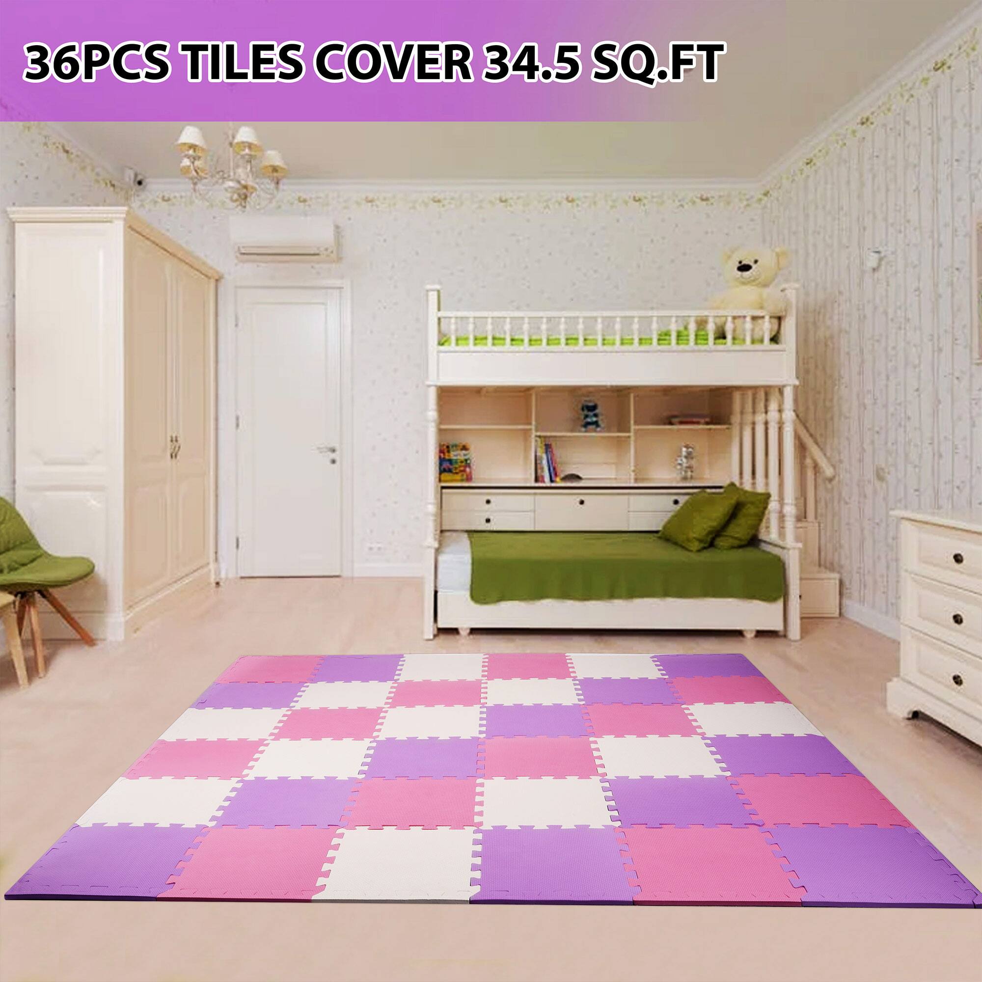 BalanceFrom Fitness 36 Tile Thick Interlocking Puzzle Foam Exercise ...