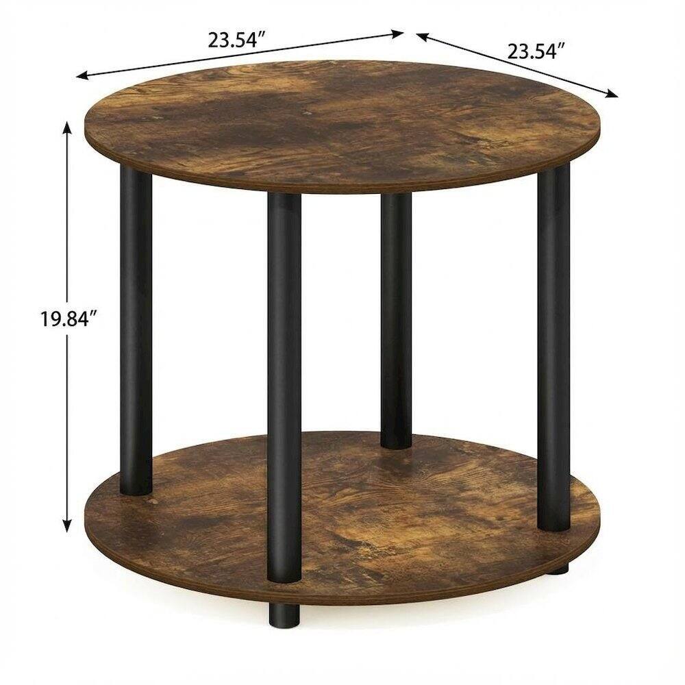 FurniFact Round 2 Tier Coffee Table with Simple Design and Wooden Frame ...
