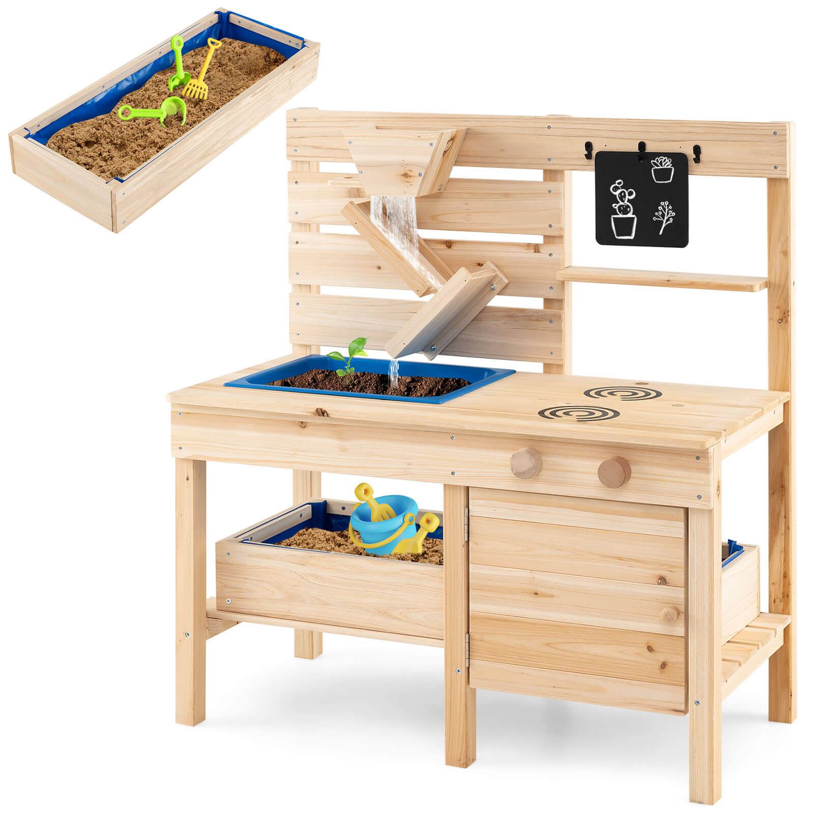 Costway Mud Kitchen with Detachable Sandbox Outdoor Play Pretend ...