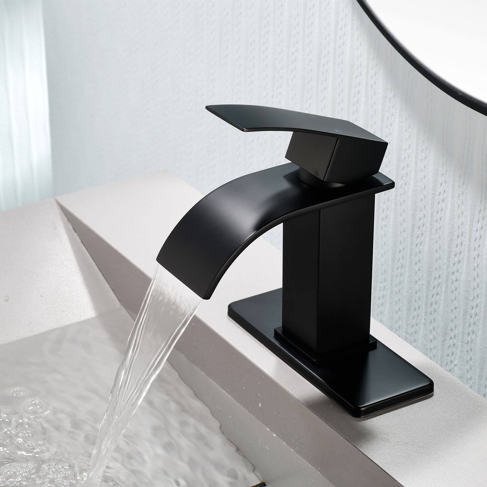 Black Faucet SUS304 Waterfall Spout cUPC Cartridge 60cm Supply Line Pop ...