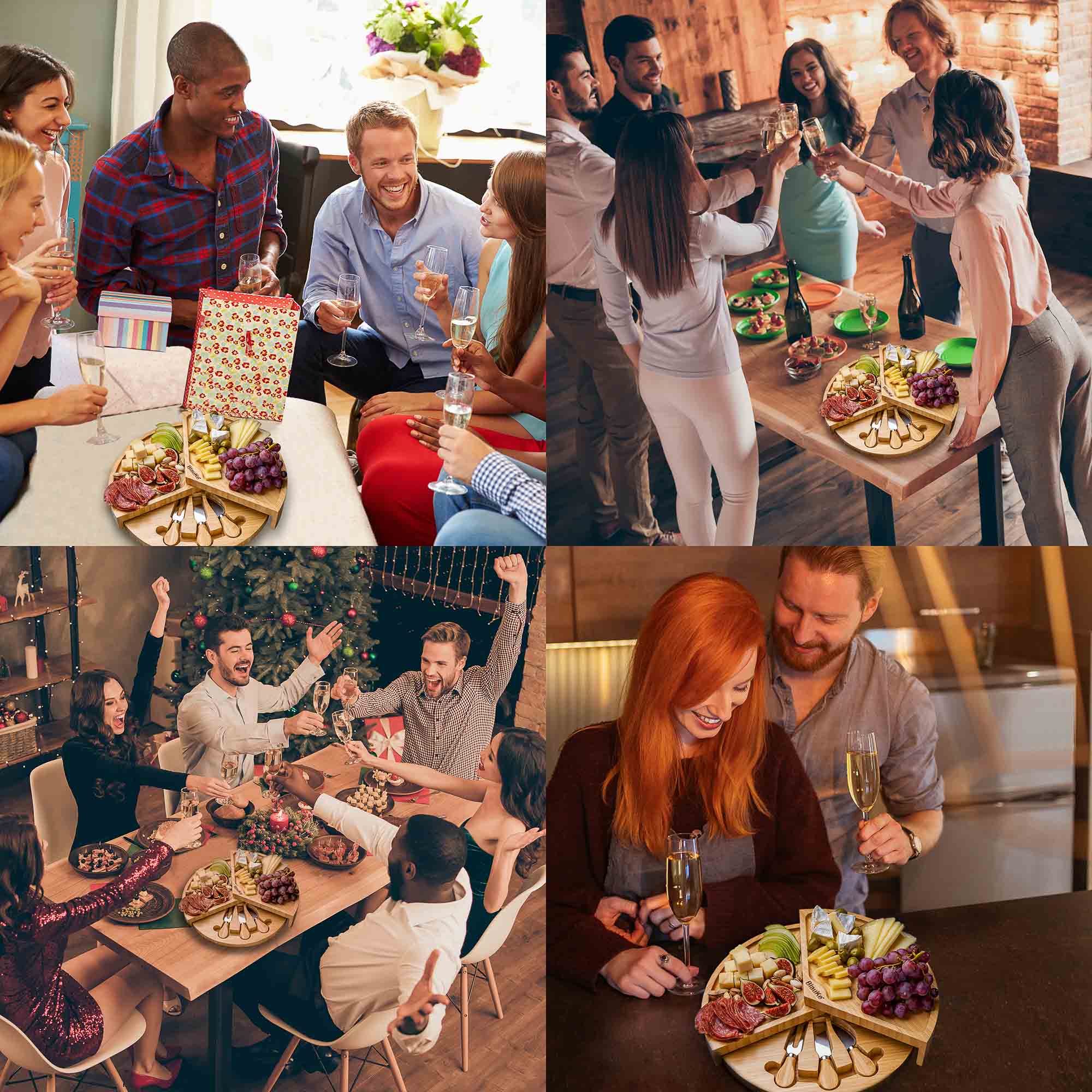 BlauKe Bamboo Cheese Board and Knife Set Charcuterie Board with Slide ...